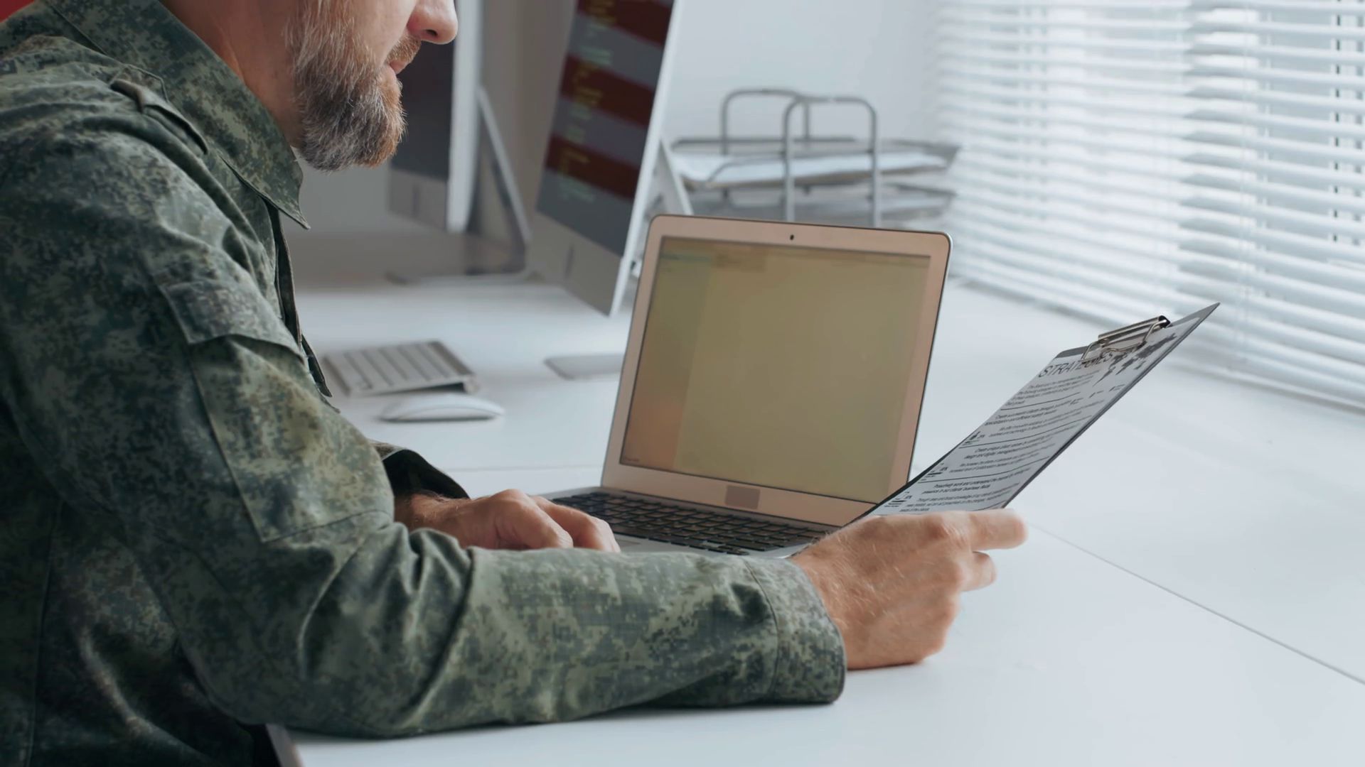 Slowmo Tracking Of Male Army Officer In Stock Footage SBV-338734698 ...