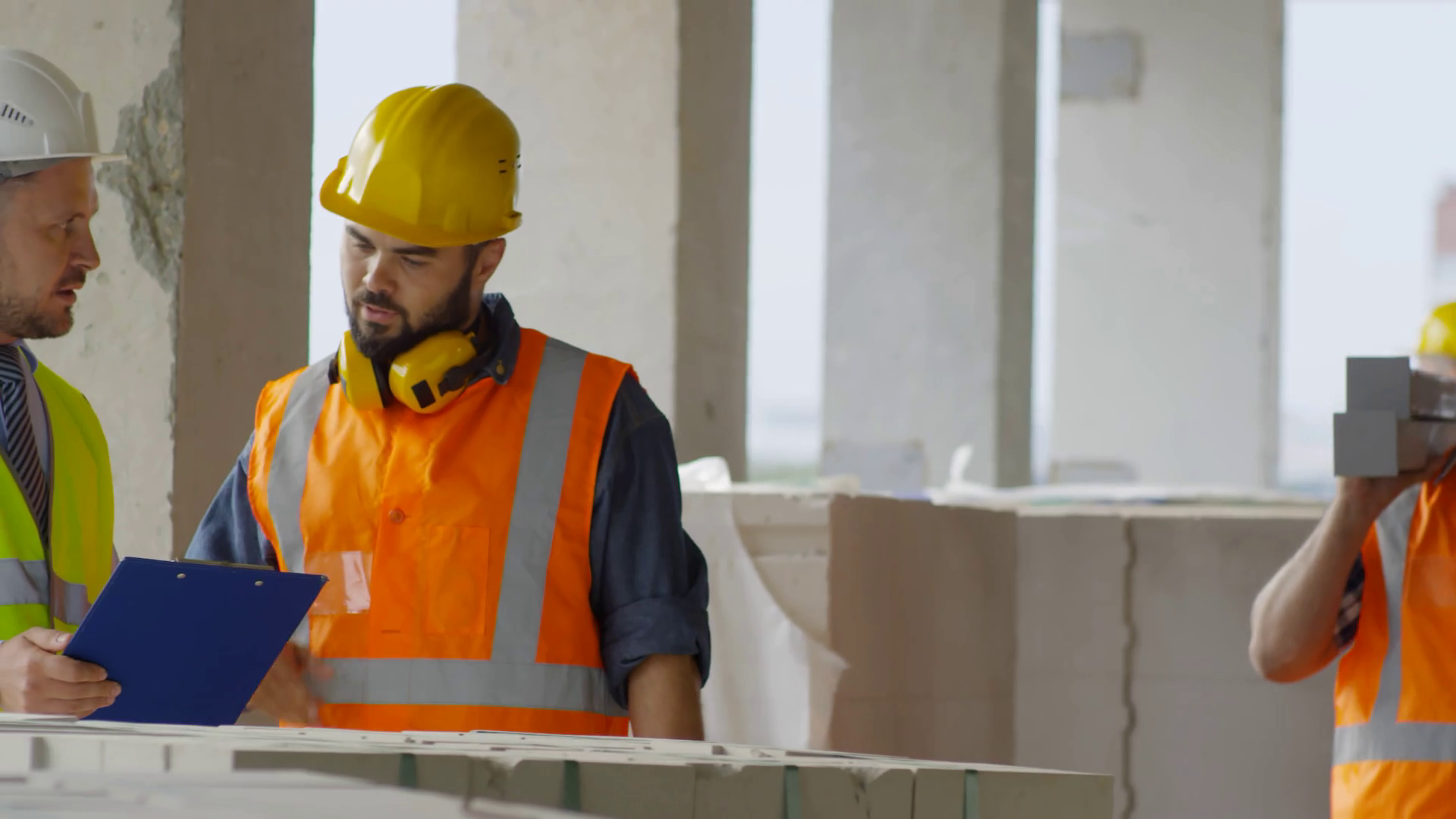 Tracking Shot Of Male Bearded Construction Stock Footage SBV-333808881 ...