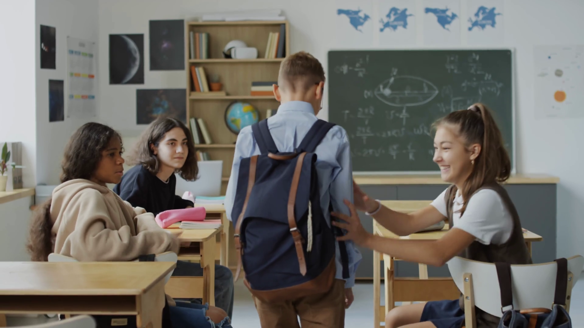 Medium Long Shot Of Teenage Bullies Sitting Stock Footage SBV-348372852 ...