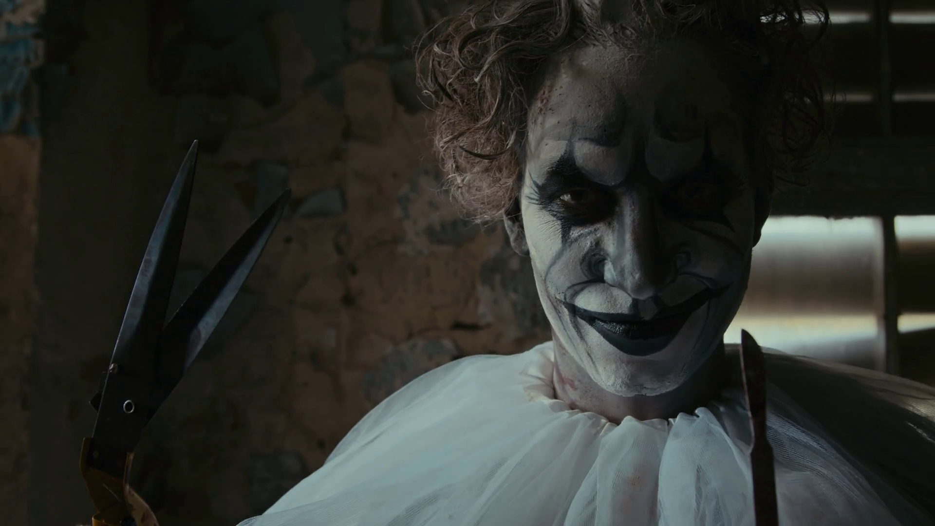 Medium Close Up Portrait Shot Of Scary Clown Stock Footage SBV ...