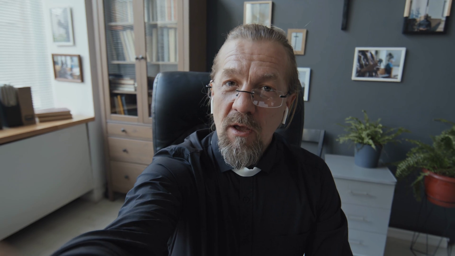 Pov: Catholic Pastor In Office Engaging In Stock Footage SBV-347772278 ...