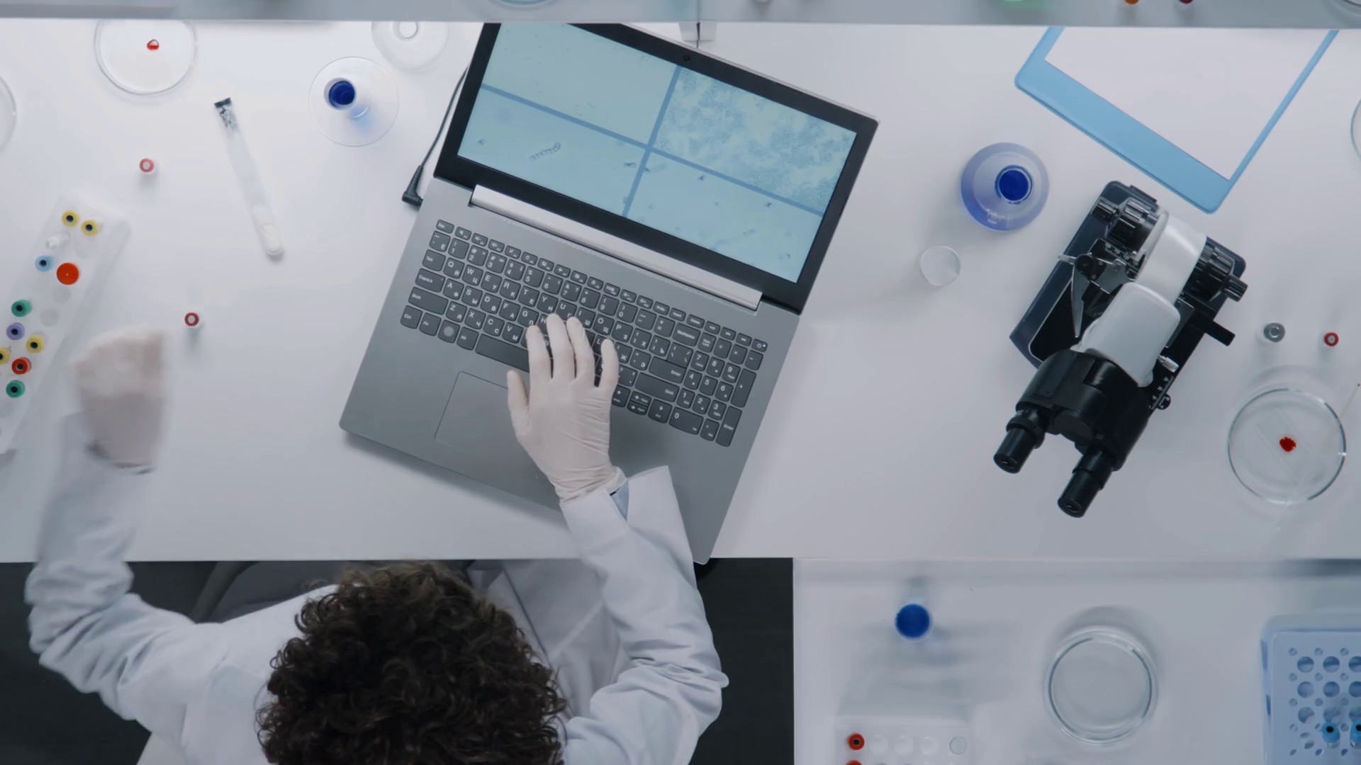 Top View Of Female Scientist Sitting At Stock Footage SBV-347459061 ...