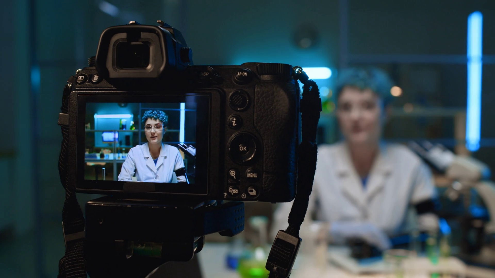 Medium Rack Focus Shot Of Camera On Tripod Stock Footage SBV-348692431 ...