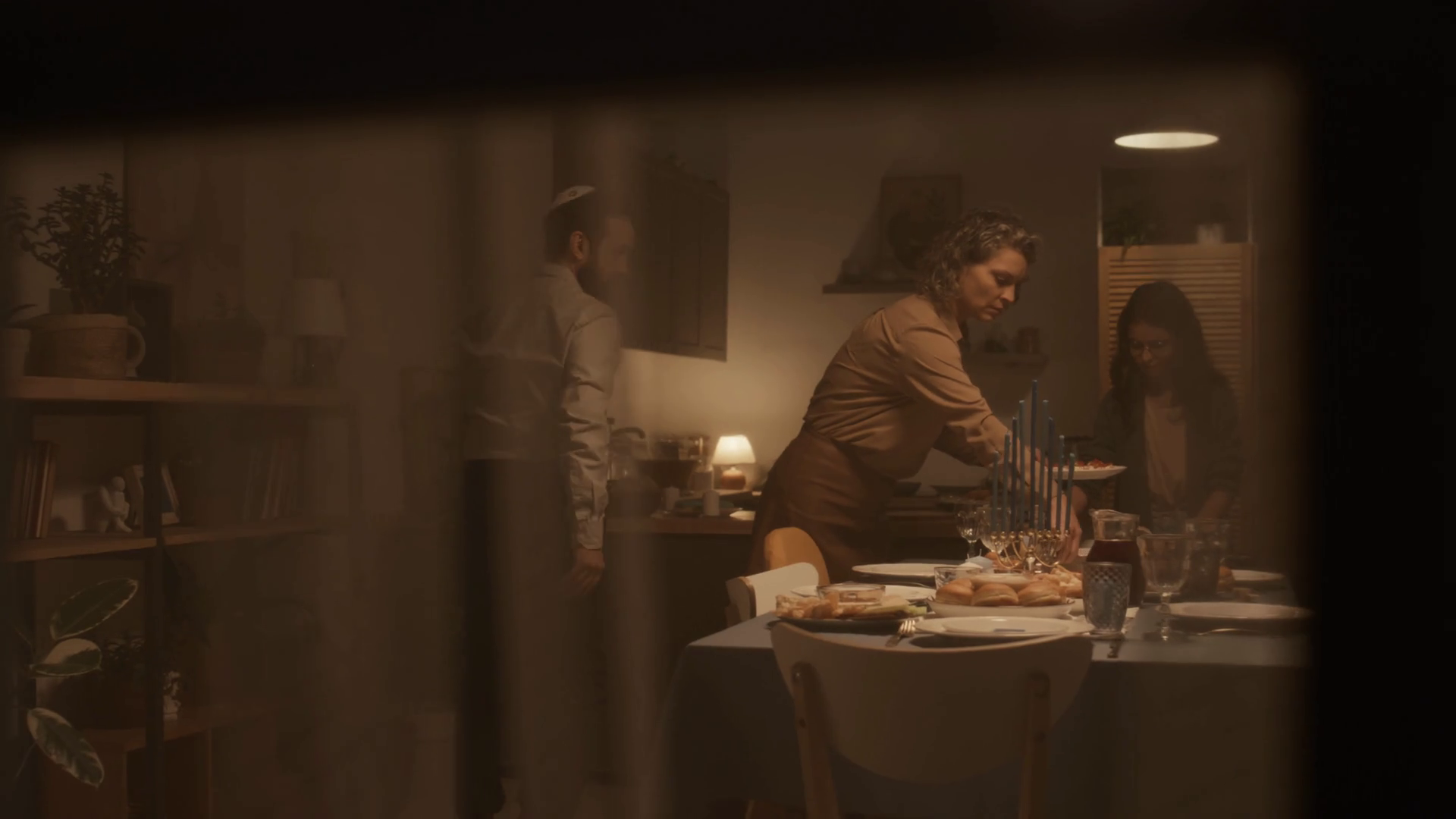 Full Shot Through Window Curtains Of Jewish Stock Footage SBV-348665853 ...