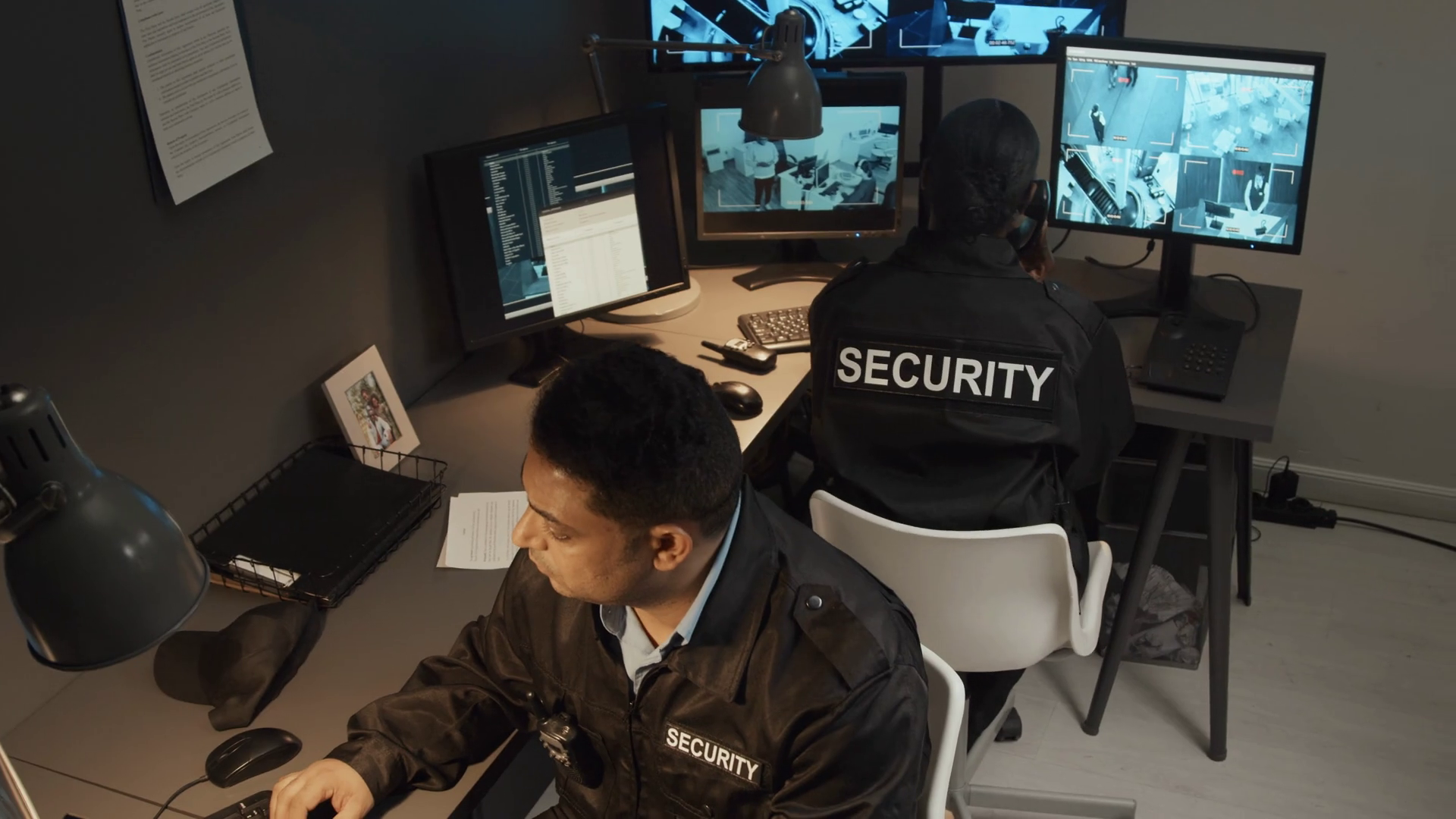 High Angle Shot Of Two Diverse Security Stock Footage SBV-348672378 ...