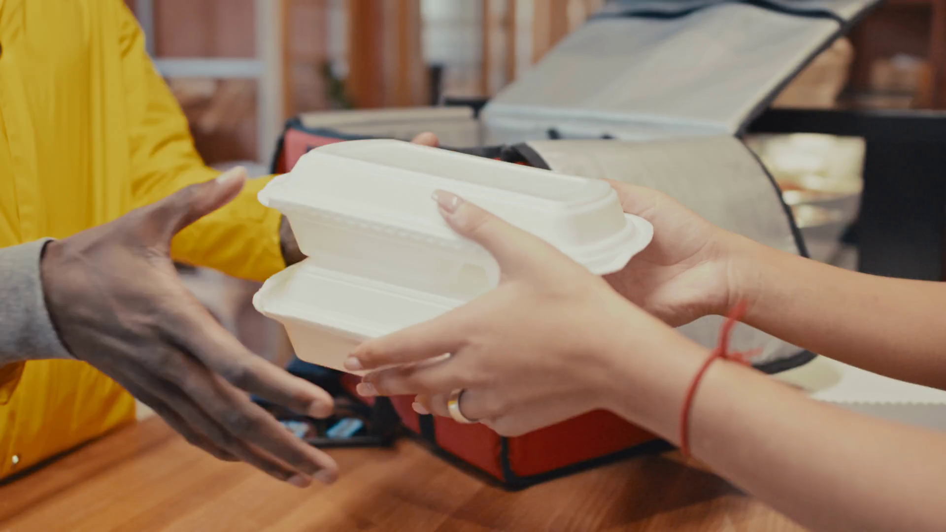Close Up Shot Of Delivery Man Taking Food Stock Footage SBV-348539311 ...