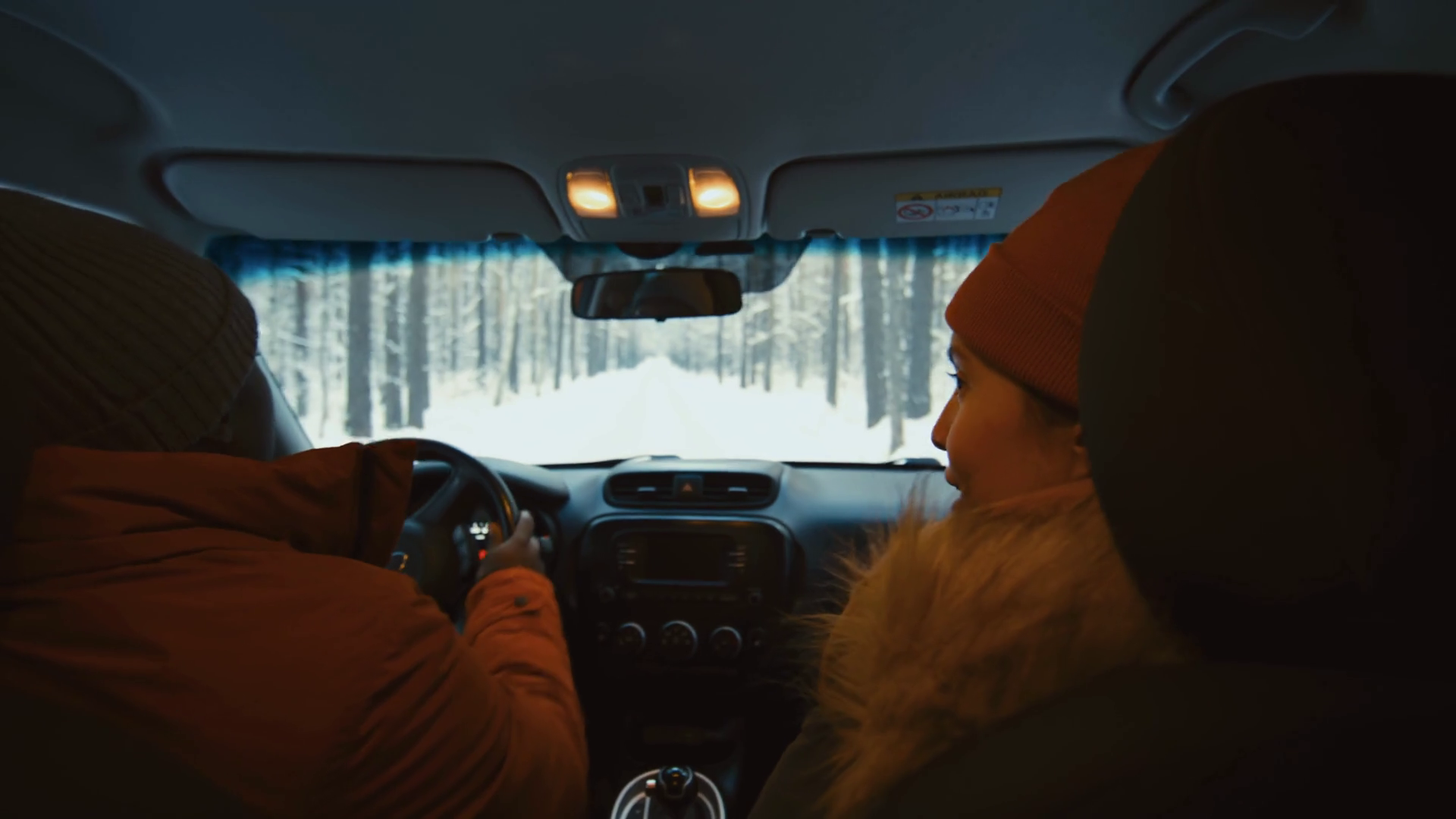 Back View Of Woman Man Going Car In Snowy Stock Footage SBV-348464037 ...