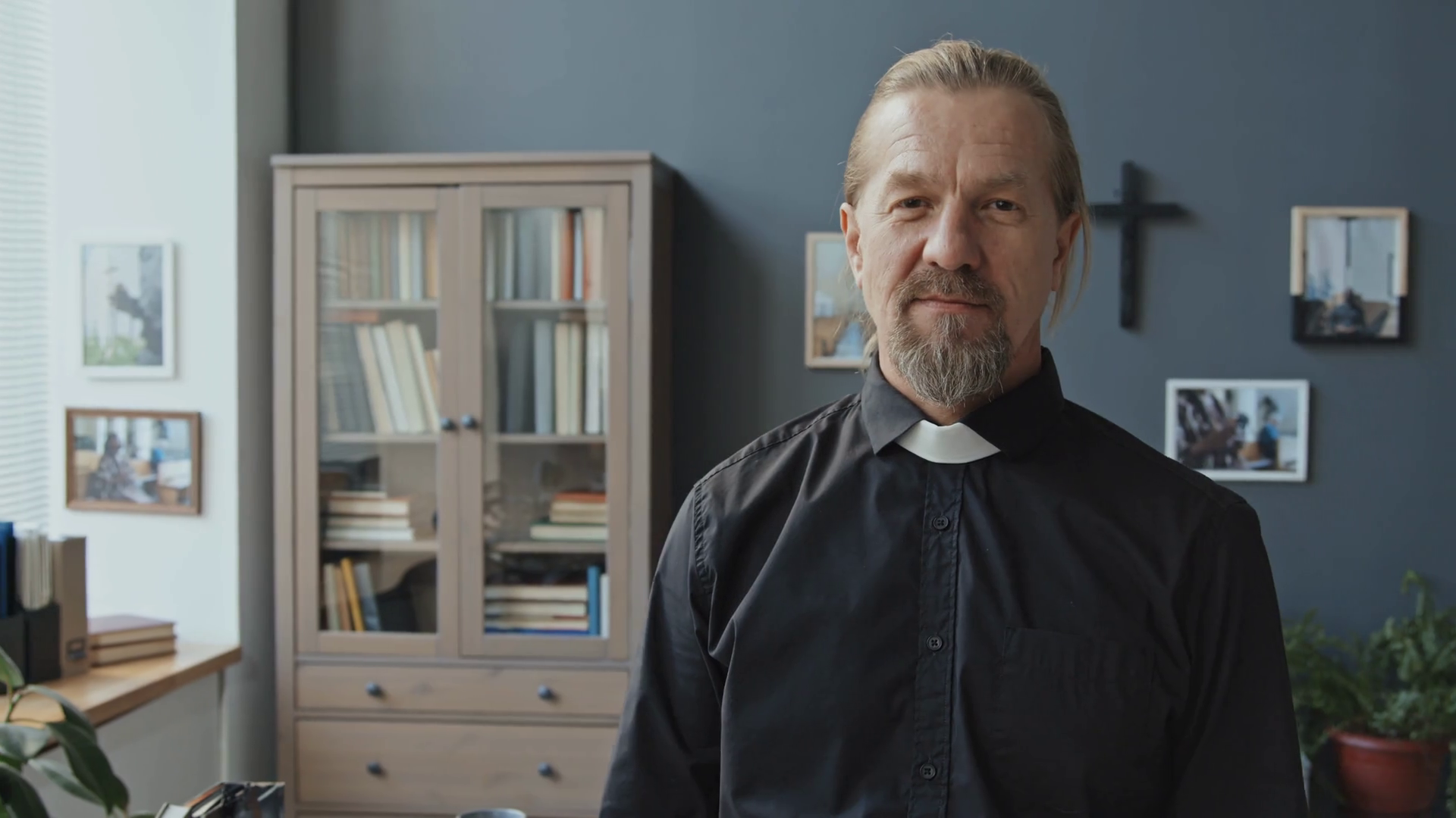 Friendly Catholic Priest Poses In Office Stock Footage SBV-347771930 ...