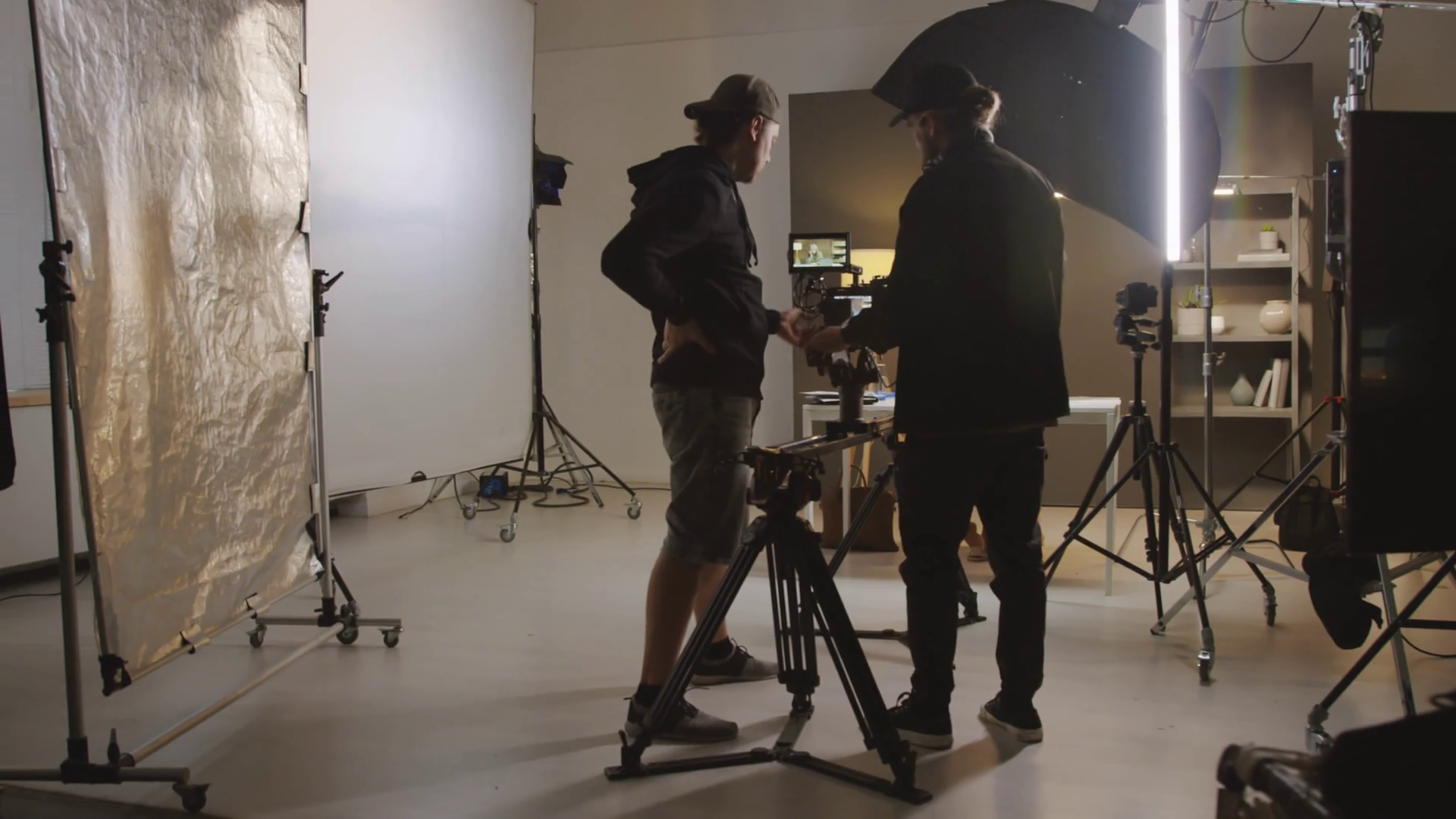 Full Arc Shot Of Videographer Assistant Stock Footage SBV-348617673 ...