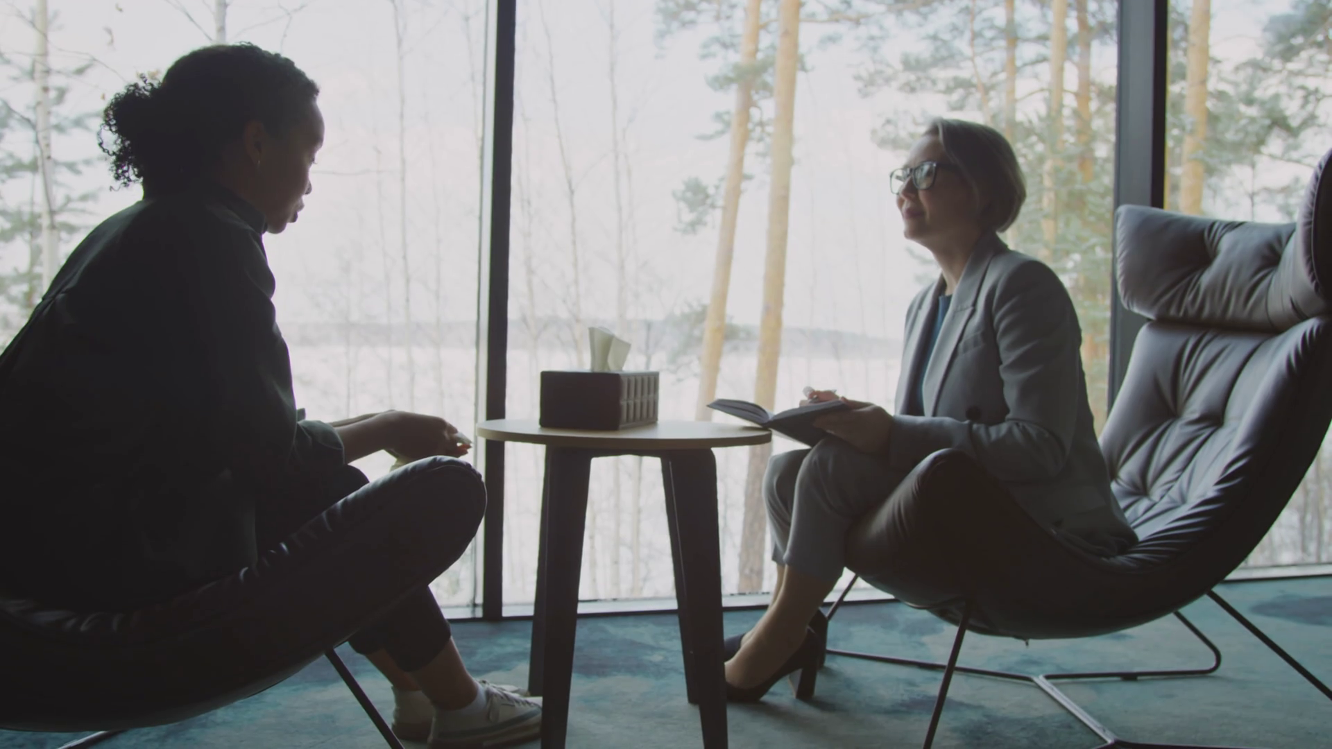 Medium Wide Shot Of Female Therapist Stock Footage SBV-348544689 ...