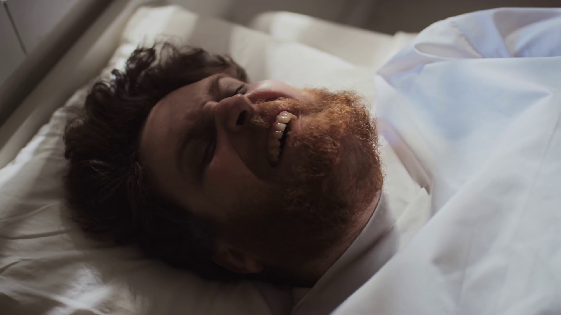 High Angle Close-up Portrait Of Bearded Man Stock Footage SBV-348538101 ...