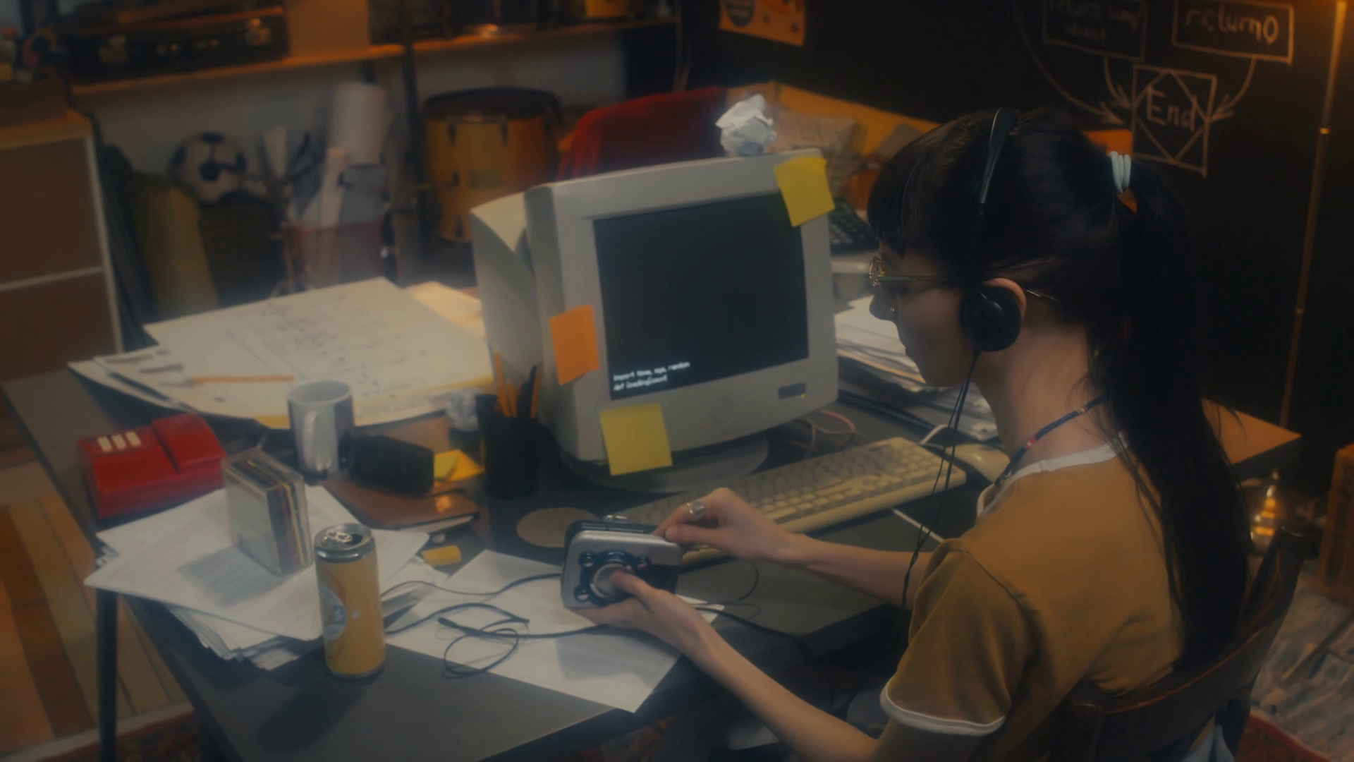 Young Female Programmer Wearing Headphones Stock Footage SBV-347772242 ...