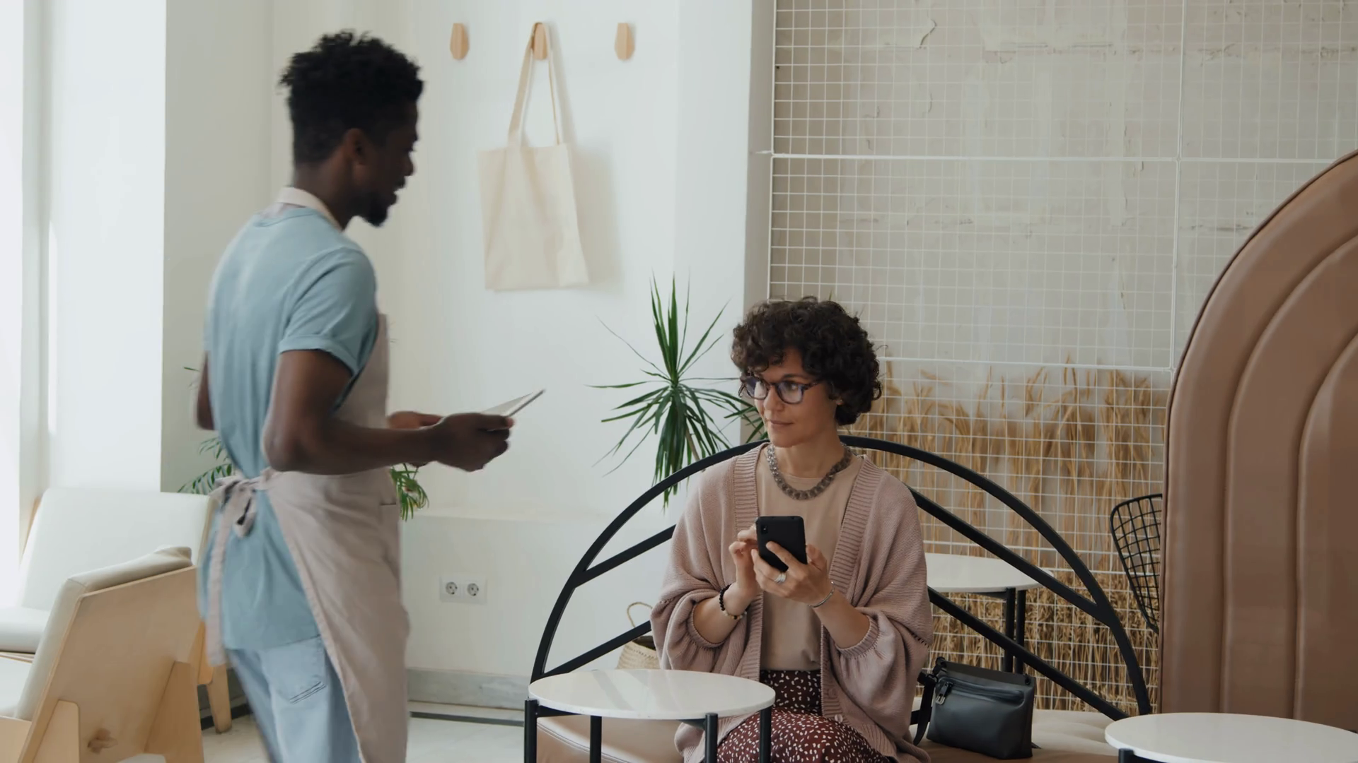 Medium Full Shot Of African American Waiter Stock Footage SBV-348360740 ...