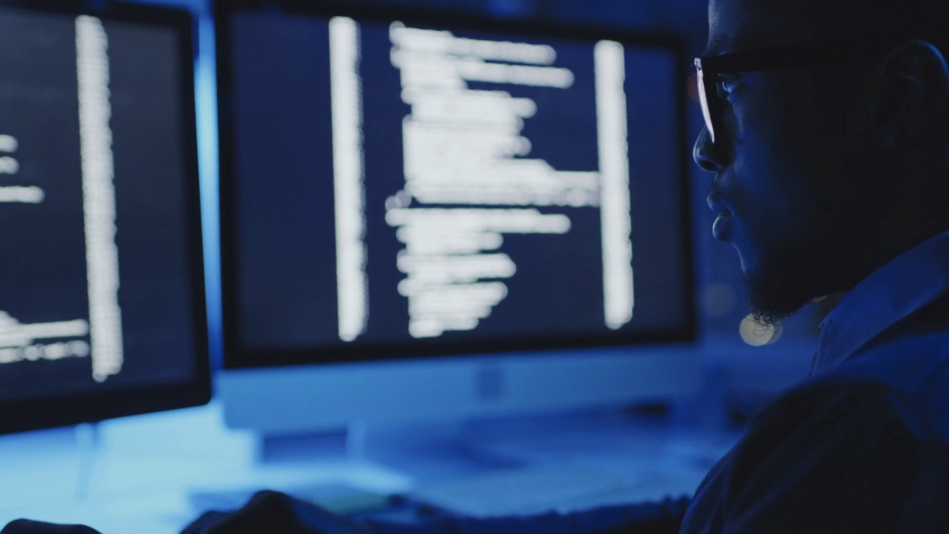 Tilting Down Of Young Black Male Programmer Stock Footage SBV-346817546 ...