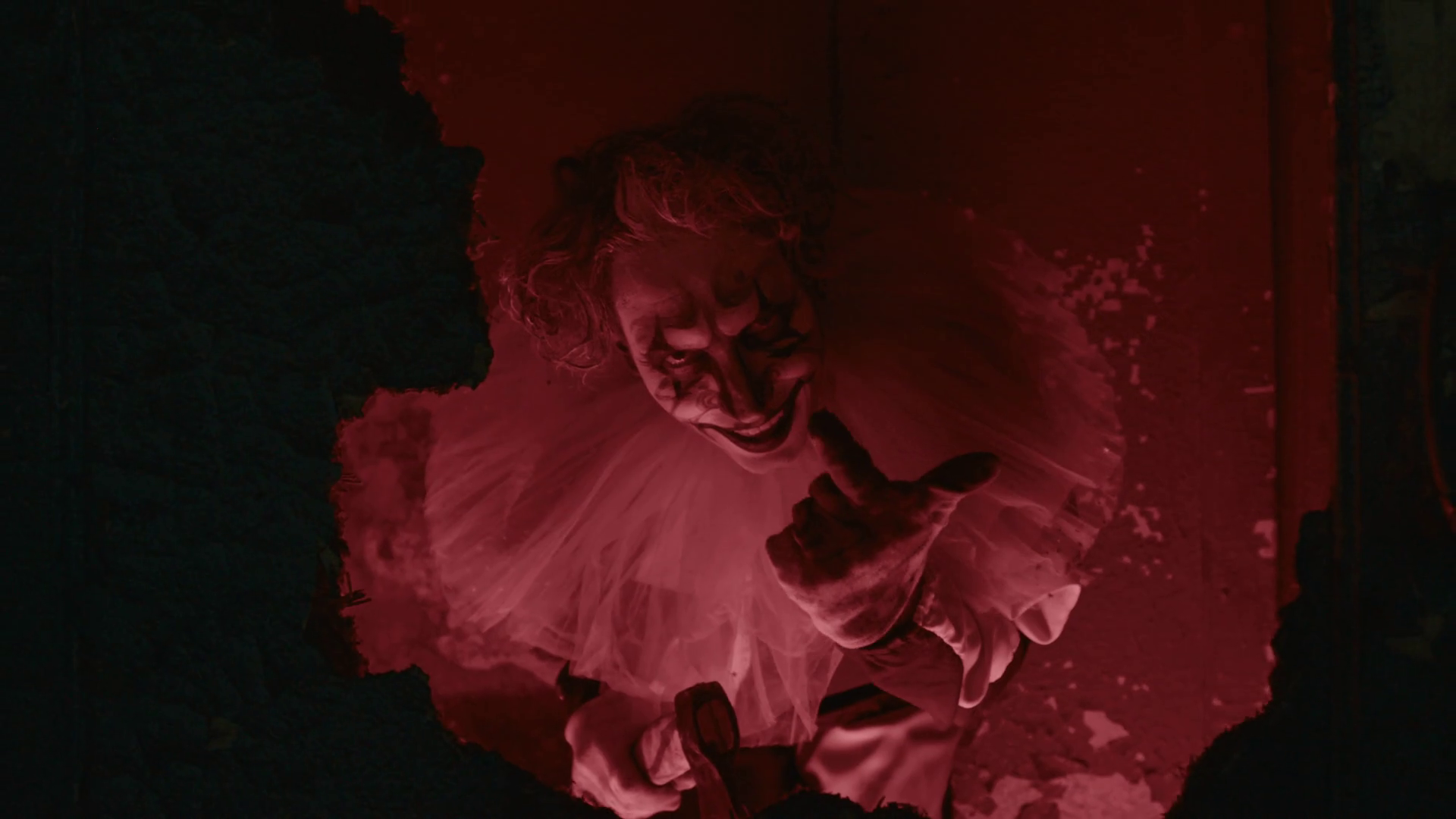 Top Down View Of Scary Clown Beckoning Stock Footage SBV-348507487 ...