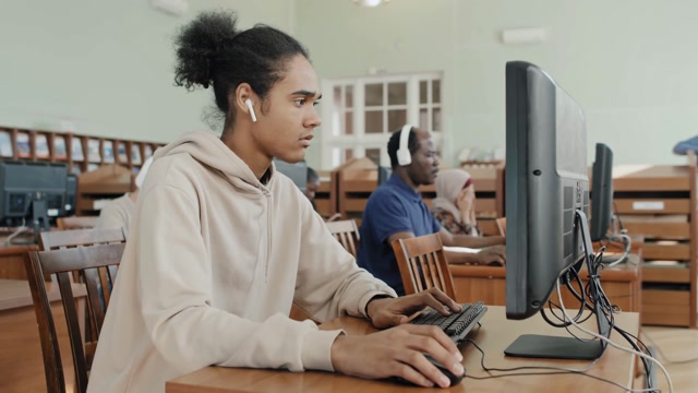 Black Student Learning Artificial Intelligence Stock Footage: Royalty ...