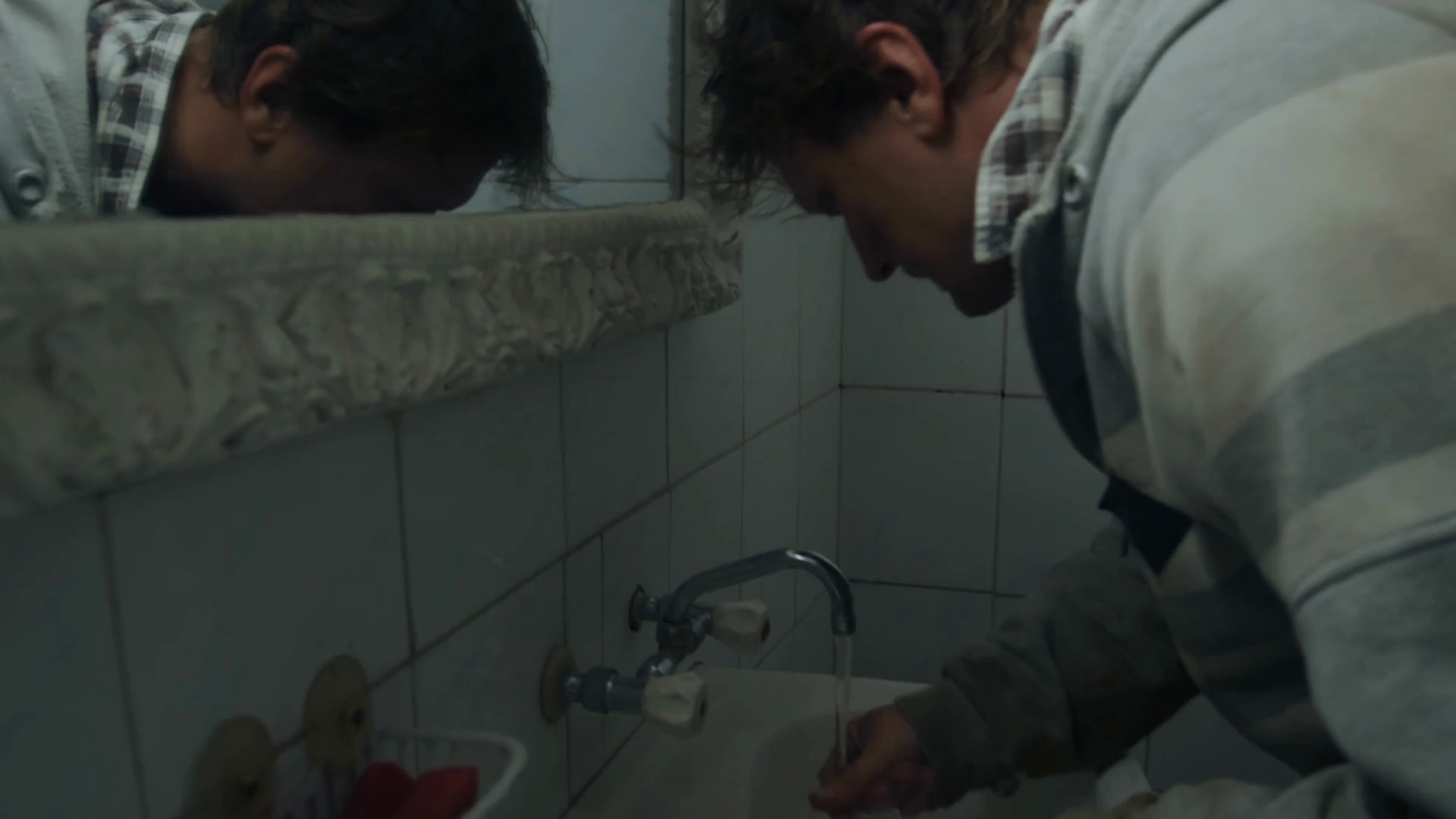 Medium Shot Of Male Tramp Washing Hands Face Stock Footage SBV ...