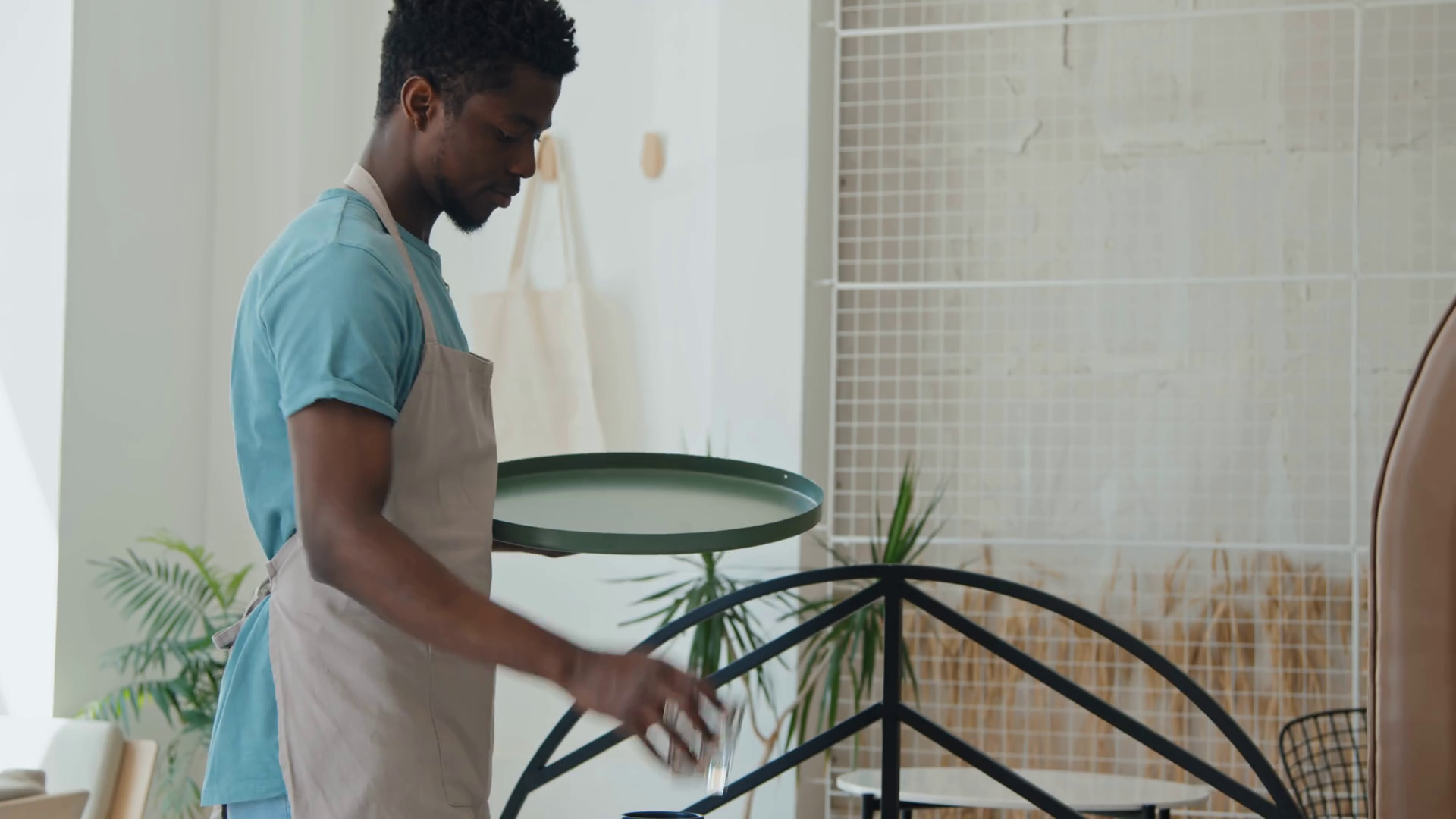 Medium Shot Of African American Waiter Stock Footage SBV-348360839 ...