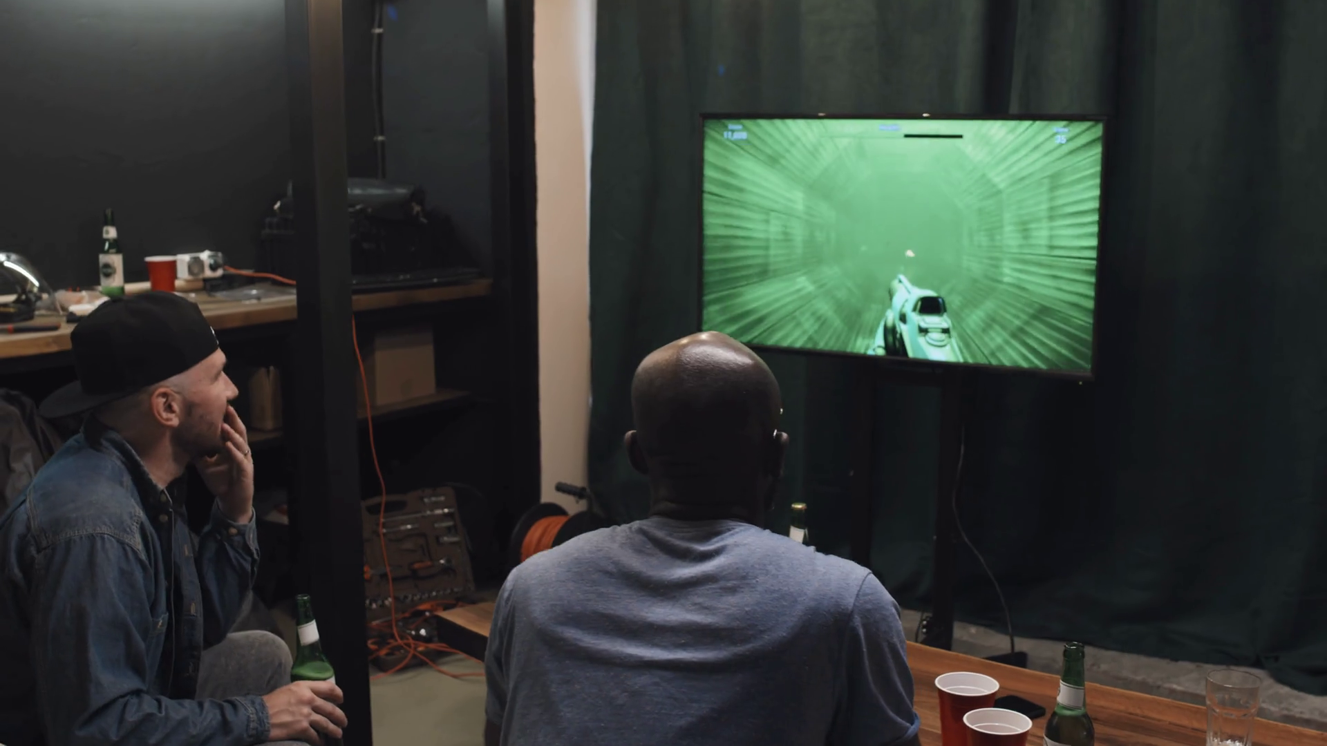 Back Shot Of Black Man Playing Shooter On Stock Footage SBV-347637358 ...