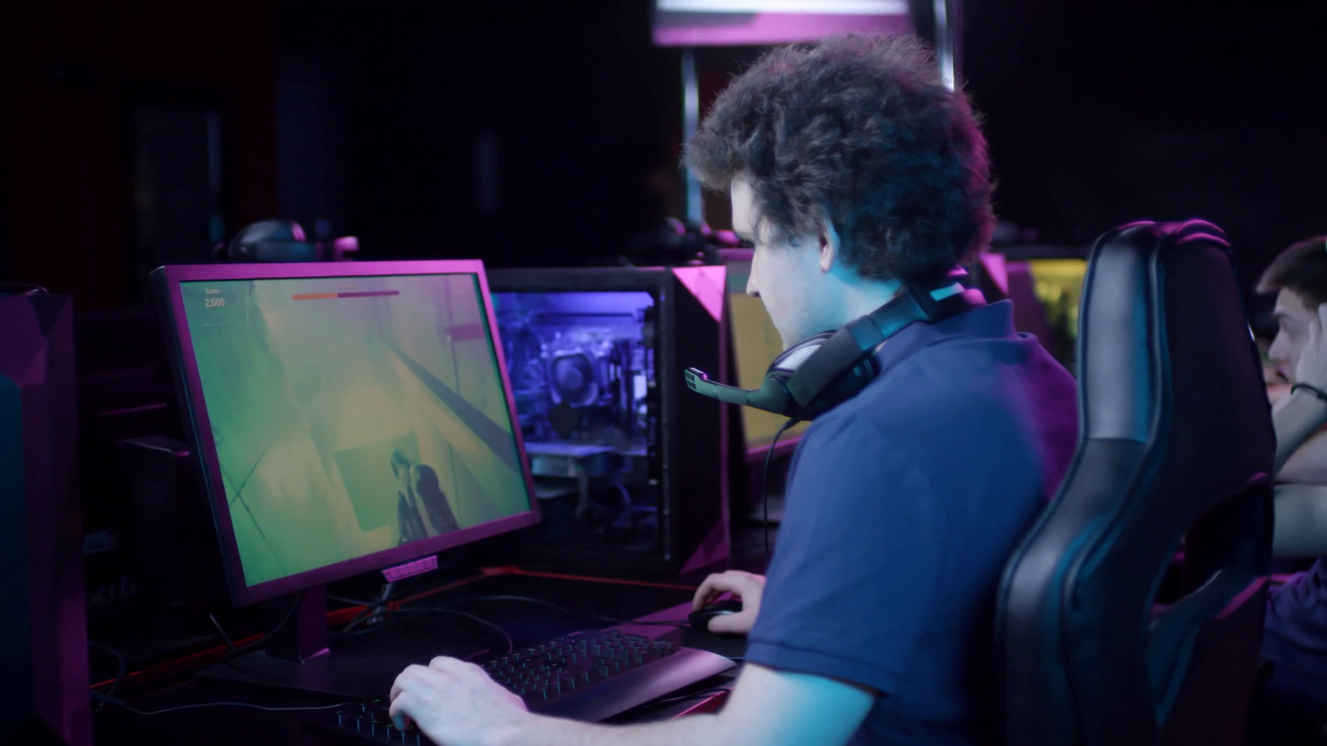 Curly-haired Individual Competes In E-sport Stock Footage SBV-338606283 ...