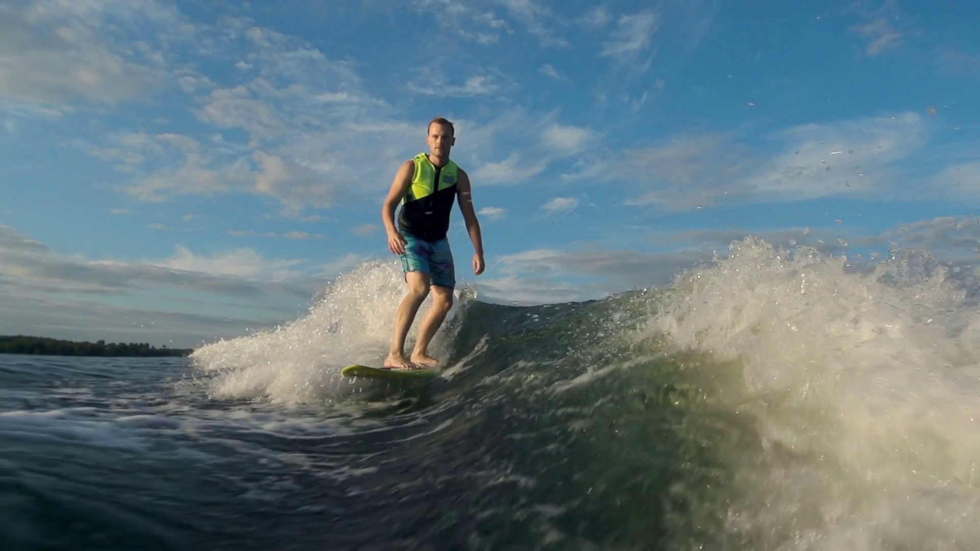 Wakesurfer Approaching Camera Riding Waves Stock Footage SBV-301683036 ...