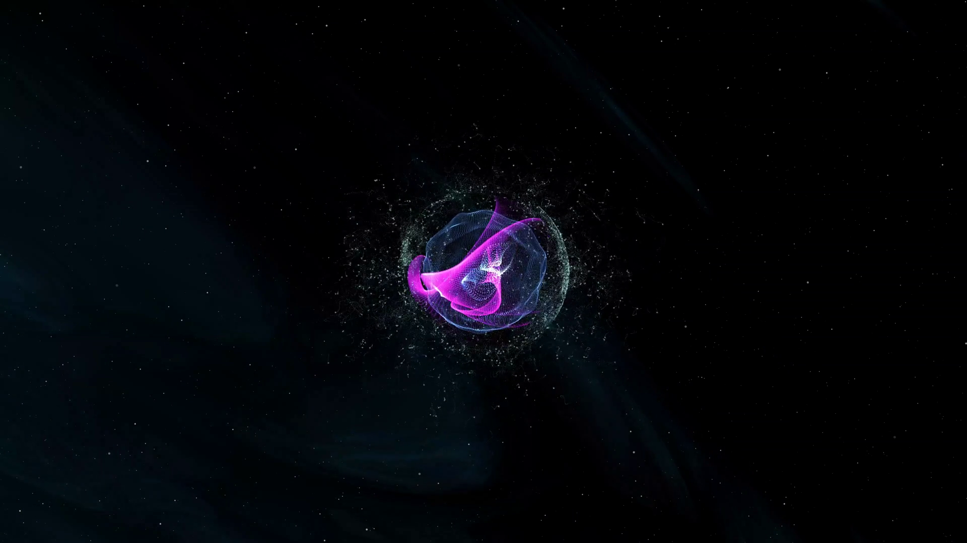 Futuristic orb with energy flow. Round sphere with particles flowing as ...