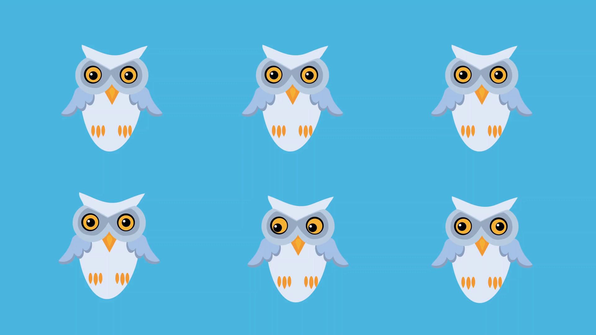 Owls Looking In Different Directions On Blue Stock Motion Graphics SBV ...