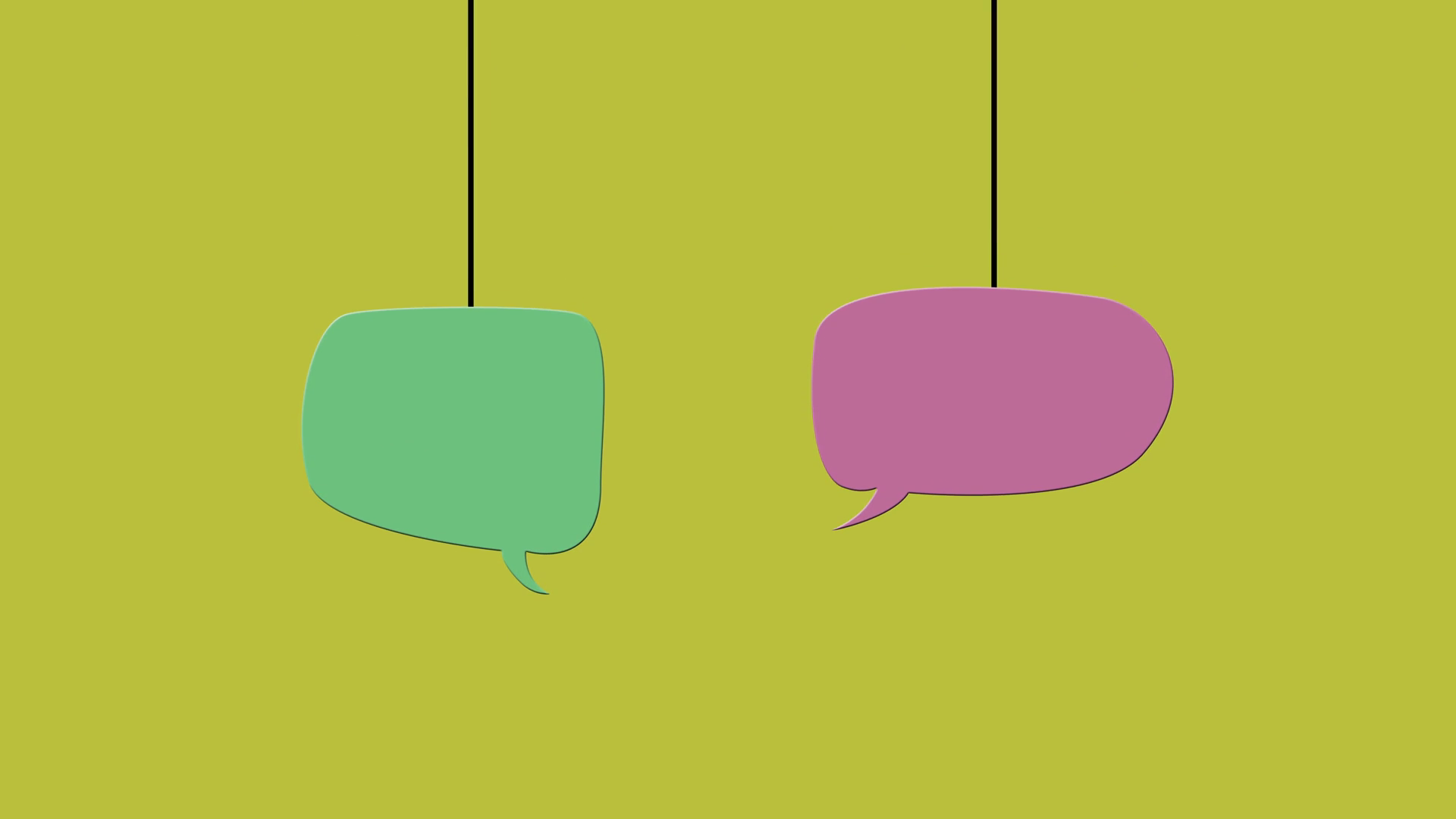 Speech bubbles hanging on rope, move and bounce. Animated flat design ...