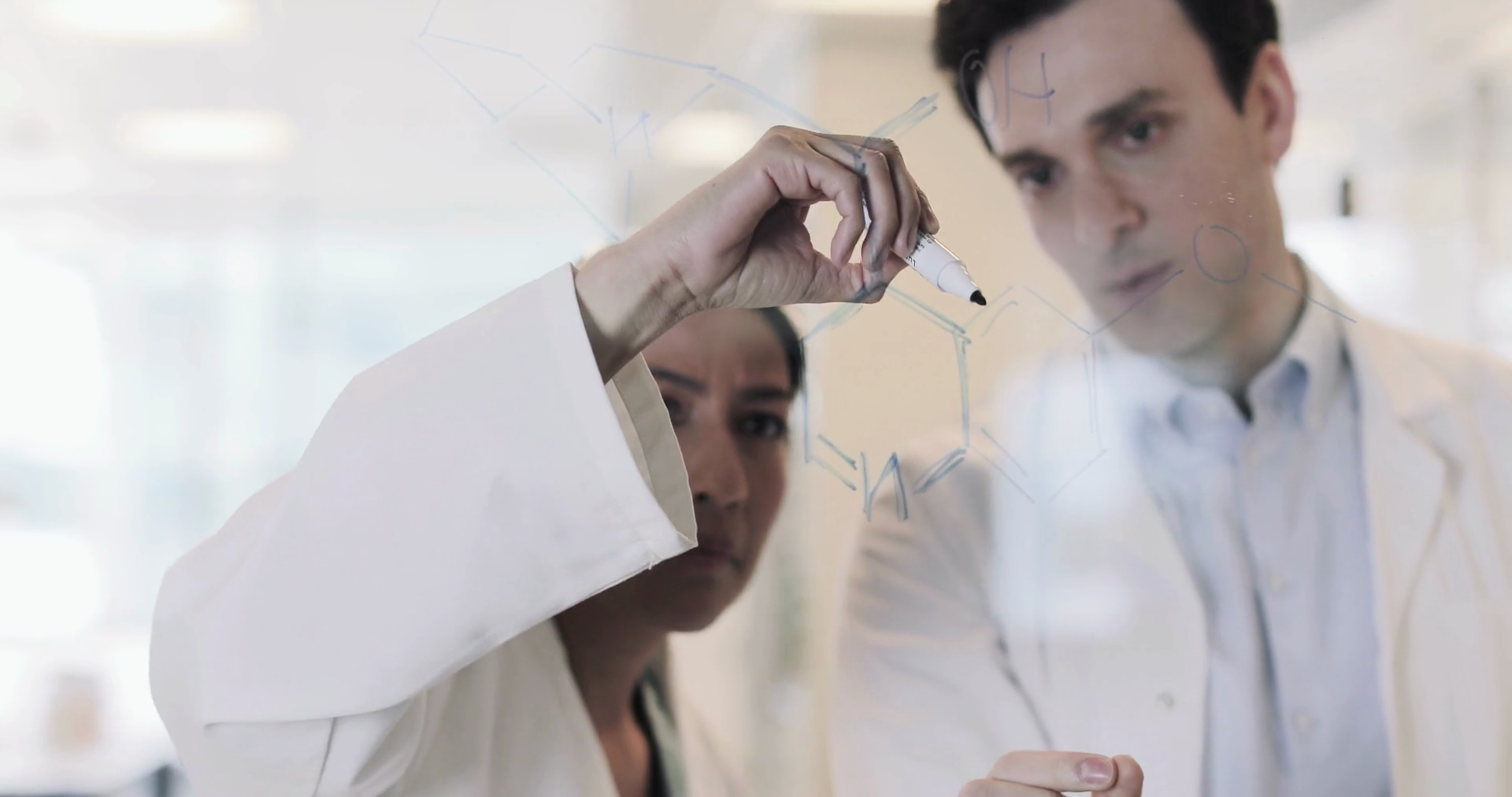 Scientists Drawing Science Formula On Glass Stock Footage SBV-351932592 ...
