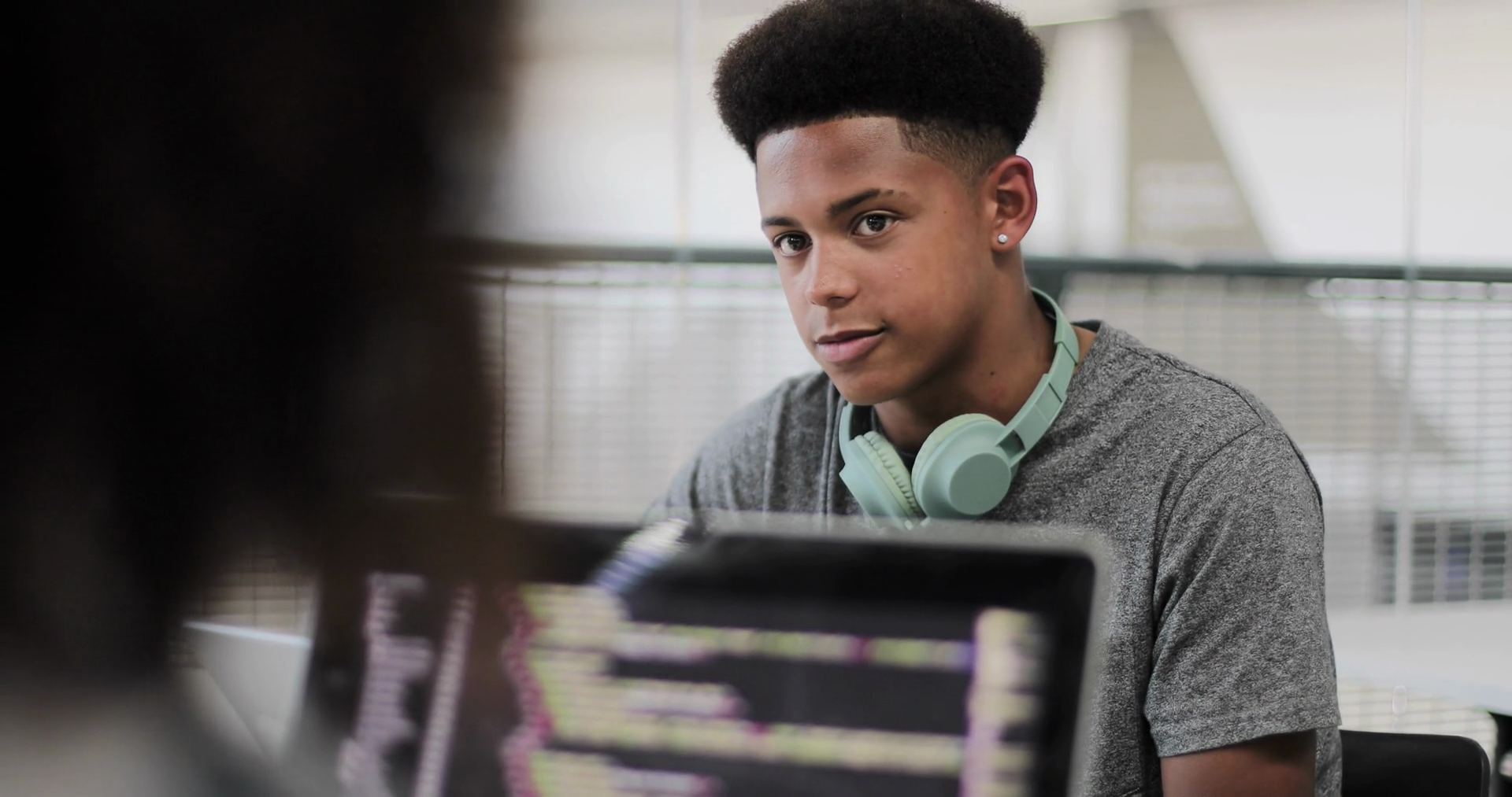 African American Male Student Coding In Class Stock Footage SBV ...