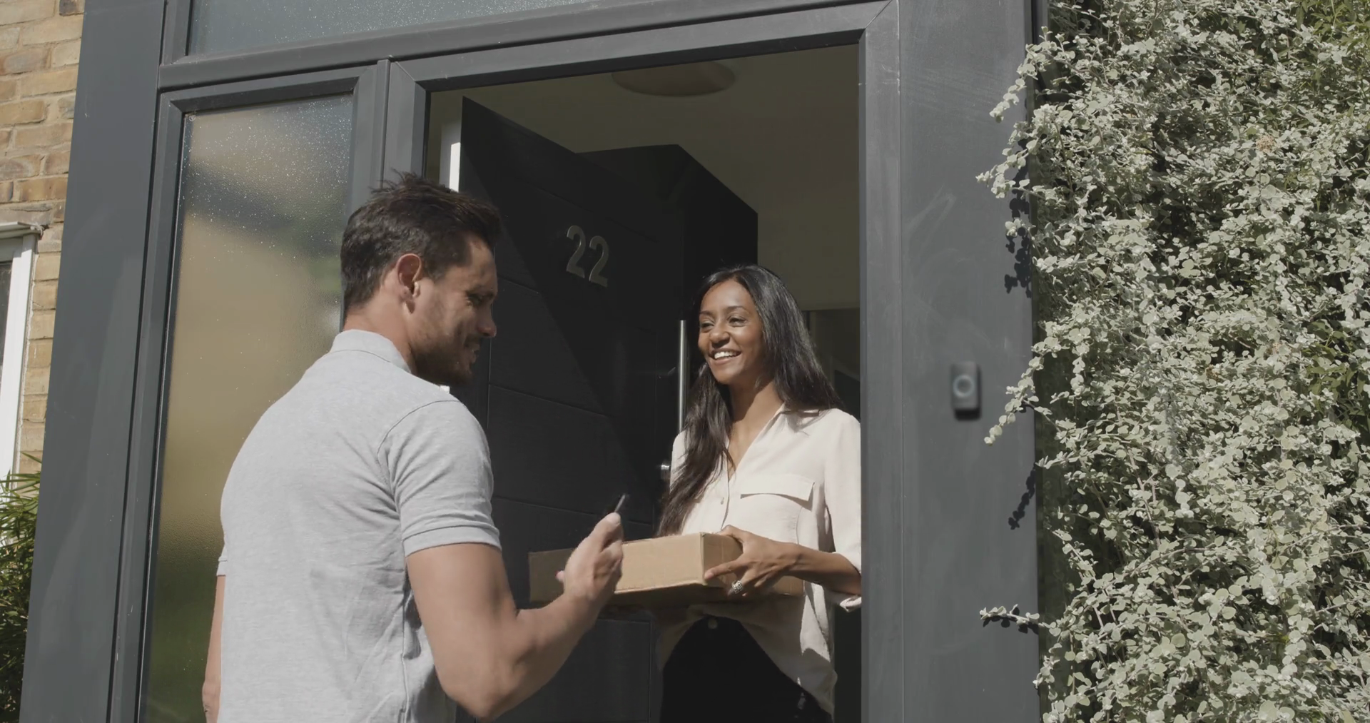 Female Receiving Package At Front Door From Stock Footage SBV-351918616 ...