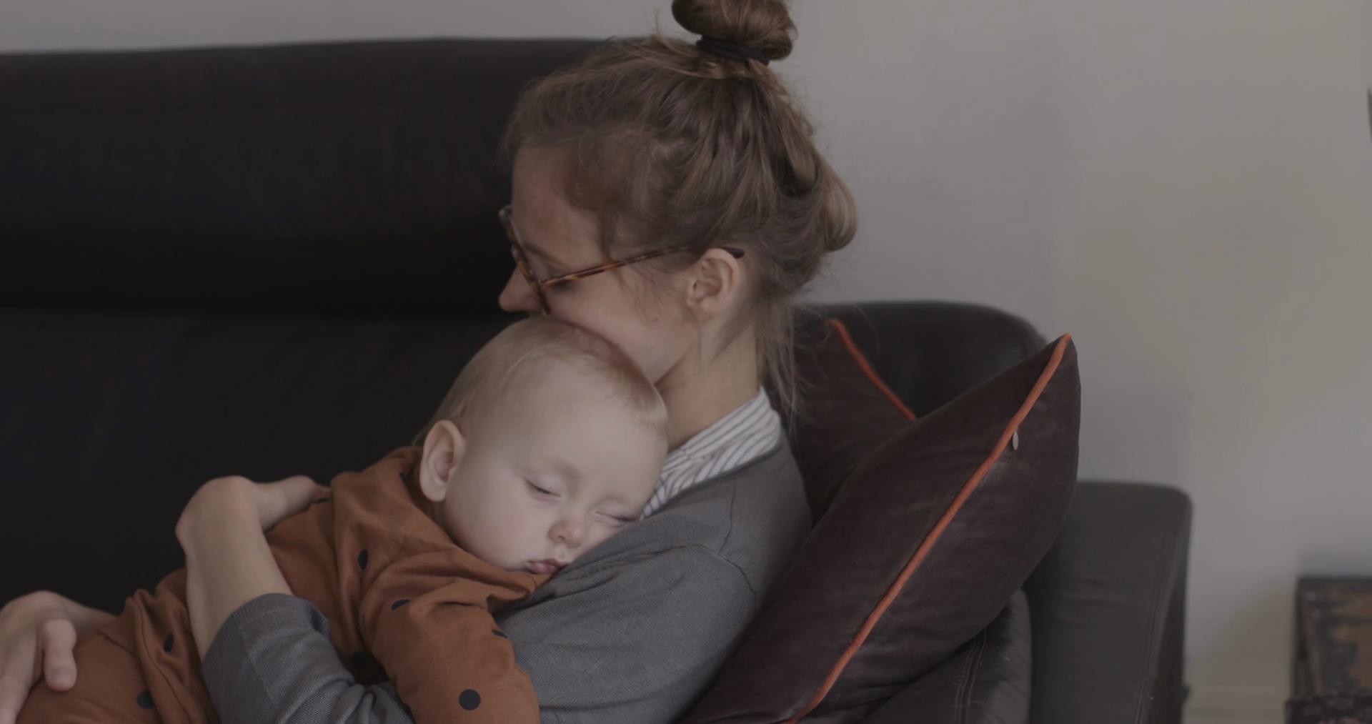 Single Mother Comforting Baby Sitting On Stock Footage SBV-351915779 ...