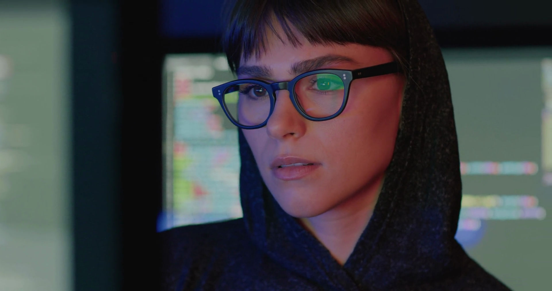 Female Hacker Wearing Hoodie Using Computer Stock Footage SBV-351899911 ...