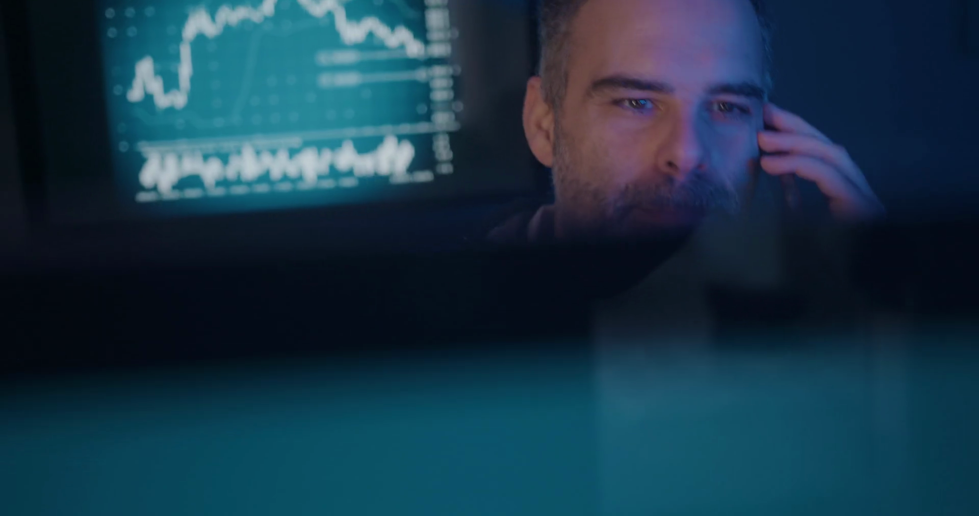 Male Stockbroker Trading Late At Night Using Stock Footage SBV ...