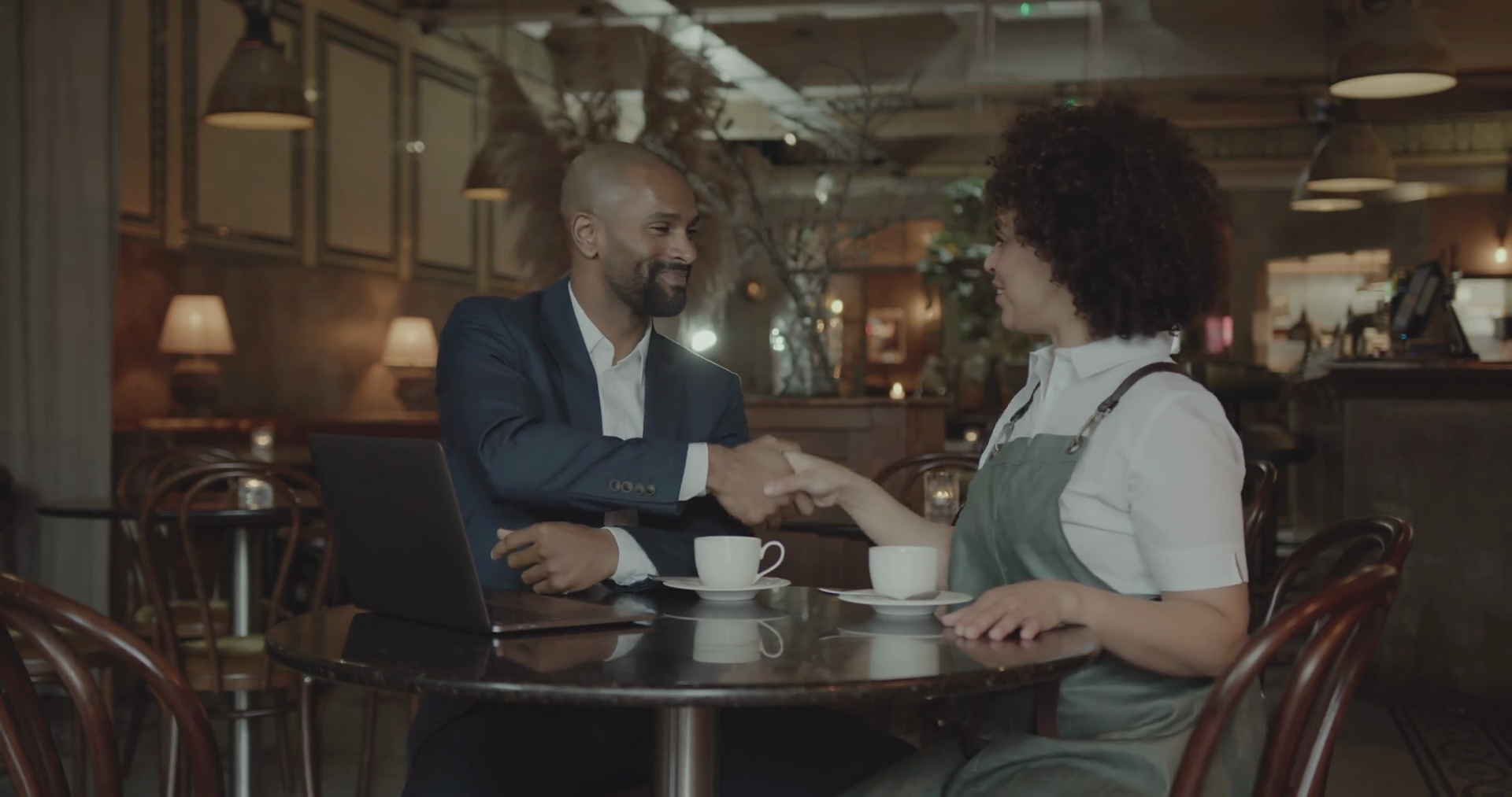 Chef Restaurant Owner Handshake With Stock Footage SBV-351805220 ...