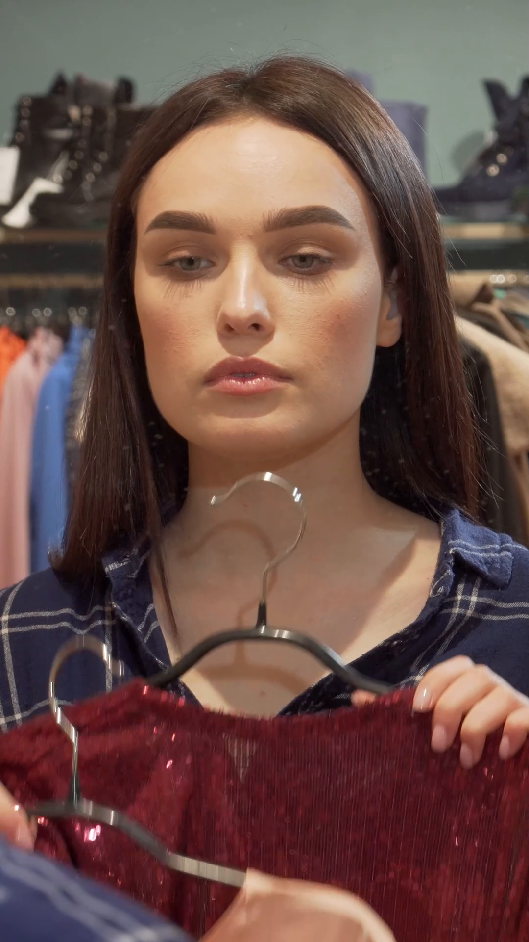 Beautiful Woman Thoughtfully Choosing Stock Footage SBV-353111105 ...