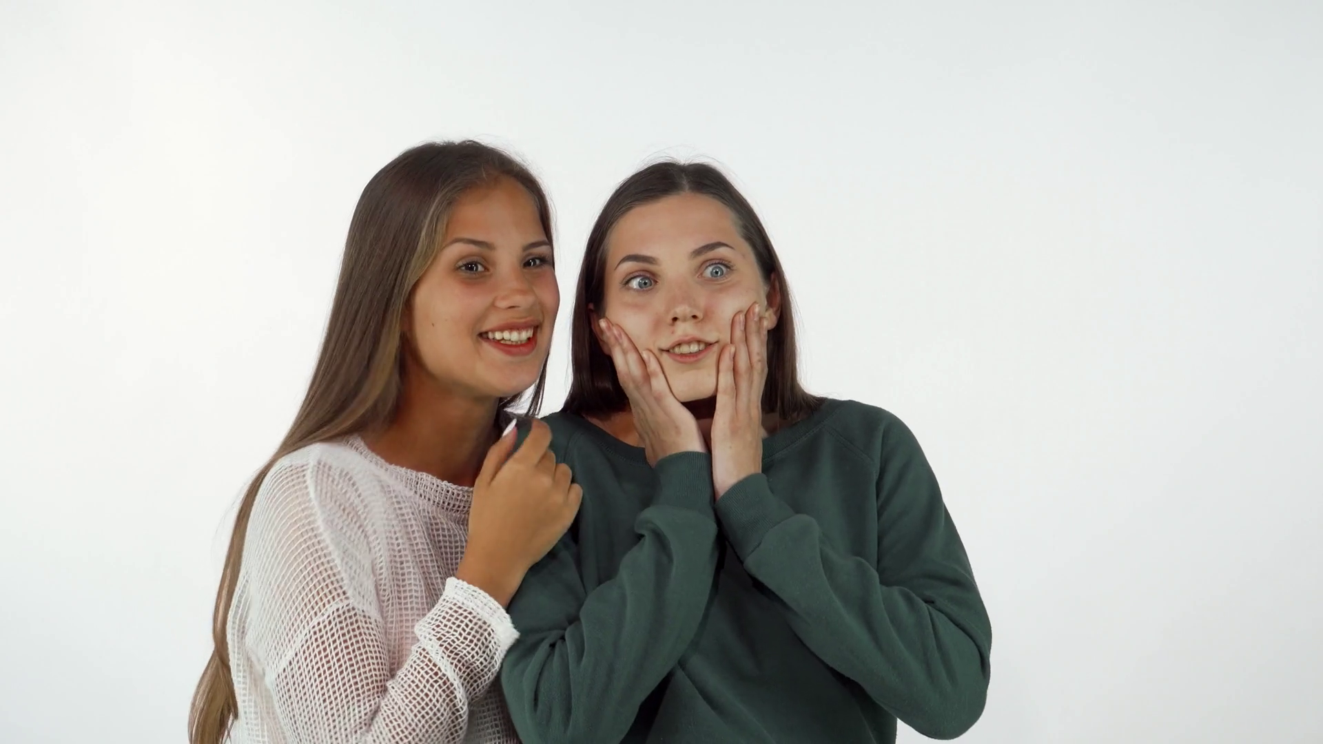 Excited Female Friends Sharing Surprising Stock Footage SBV-352096428 ...