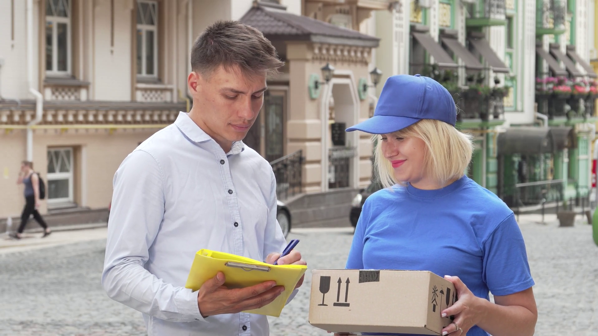 Handsome Young Man Signing Package From Stock Footage SBV-352104483 ...