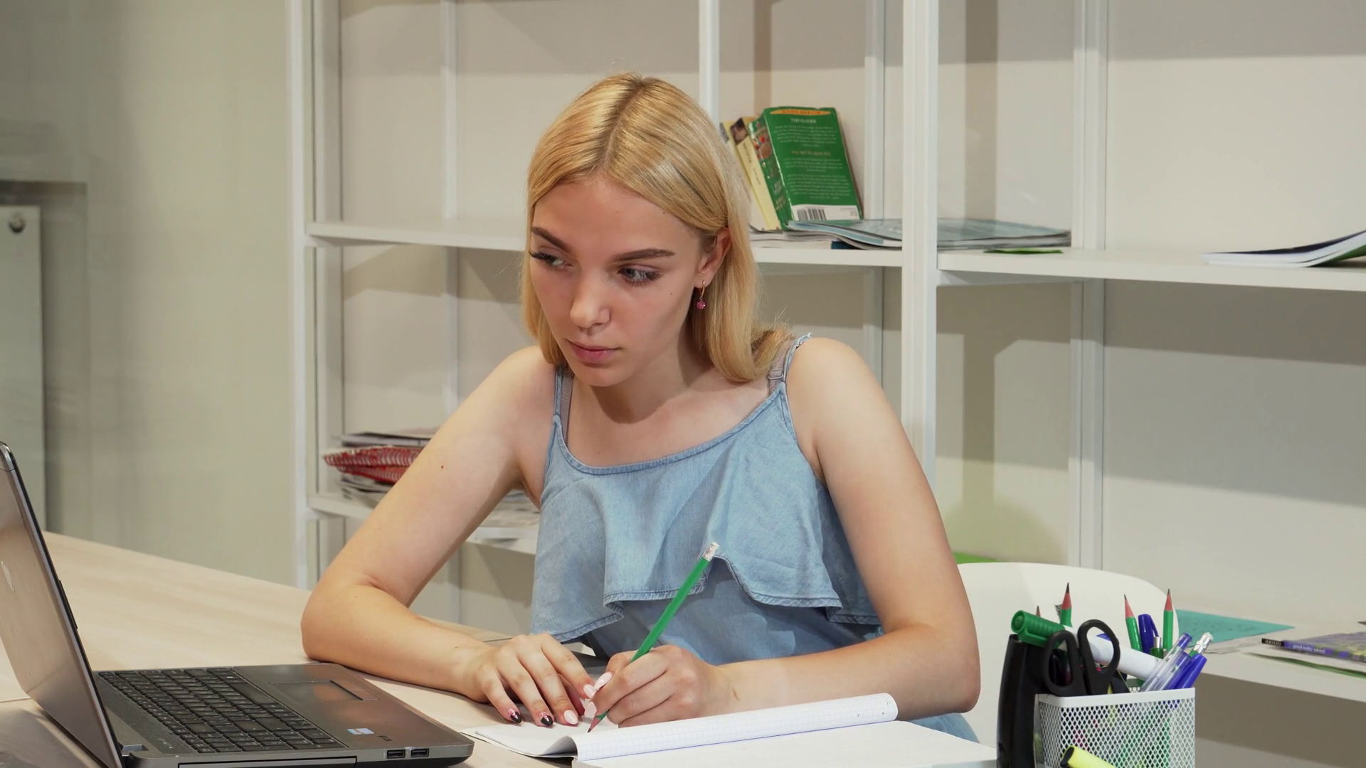 Focused Female Student Diligently Completing Stock Footage SBV-352108095 - Storyblocks