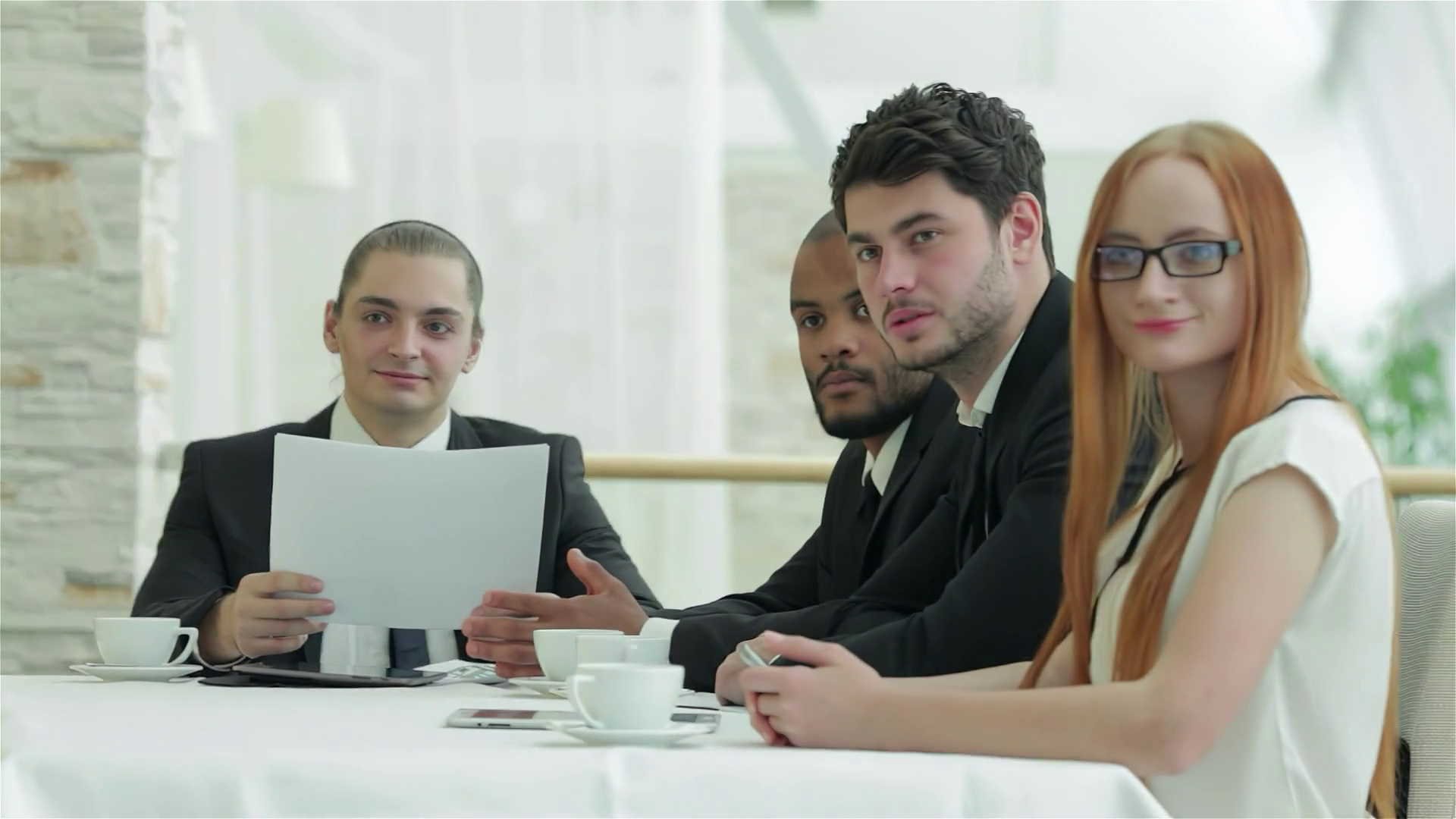 Everyone Turns Boss Enters Room Stock Footage SBV-352141554 - Storyblocks