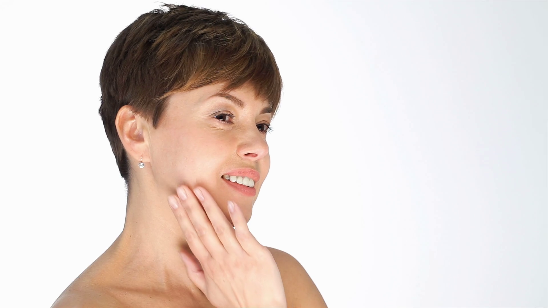 A Woman In Age With Resilient Face Skin Stock Footage SBV-305430898 ...