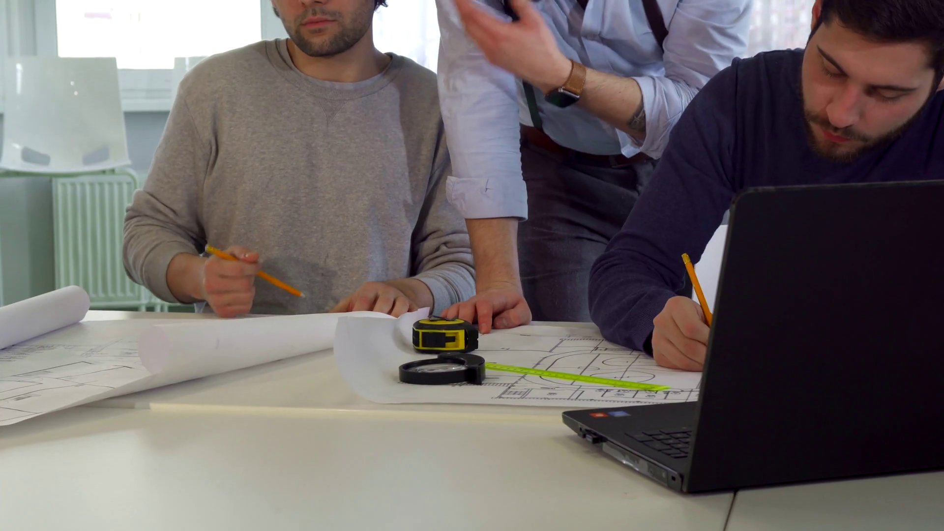 Coworking Architects Talk At Table Stock Footage SBV-346686294 ...