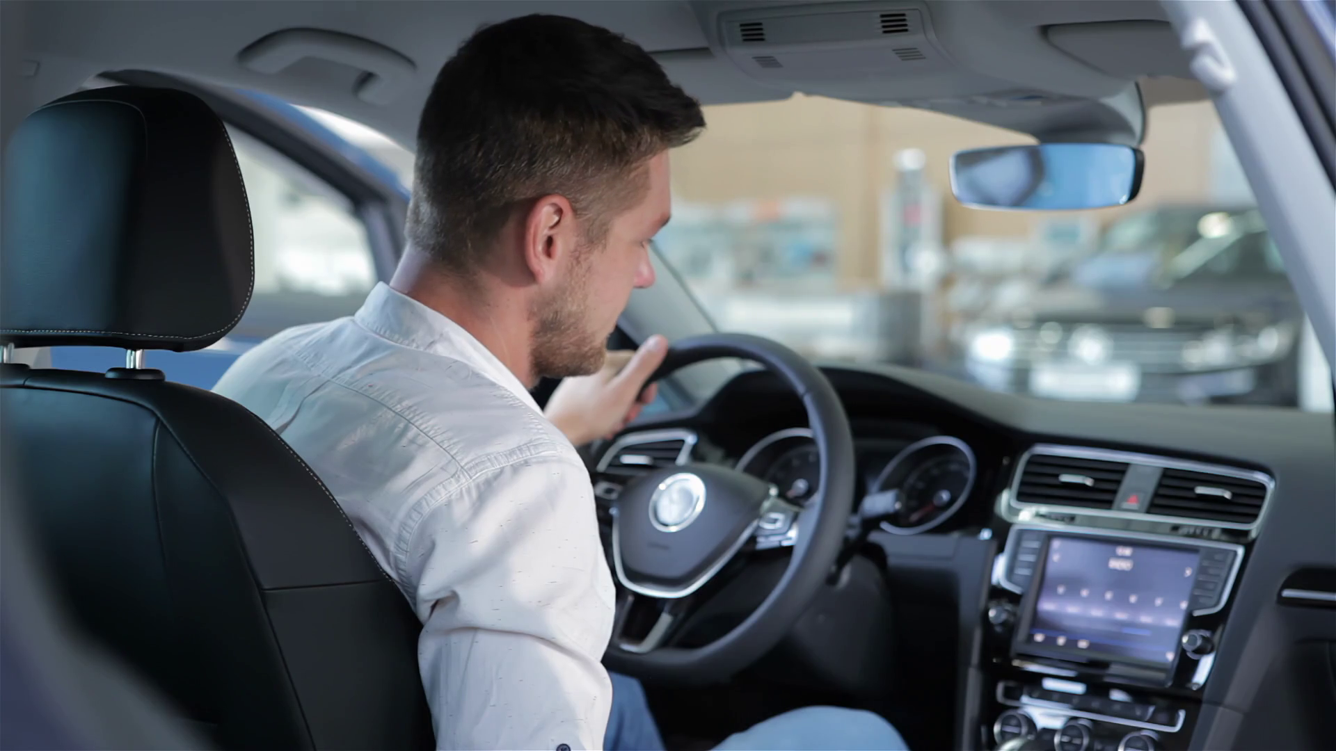 Man Touches Touchscreen Of Car Console Stock Footage SBV-348430561 ...