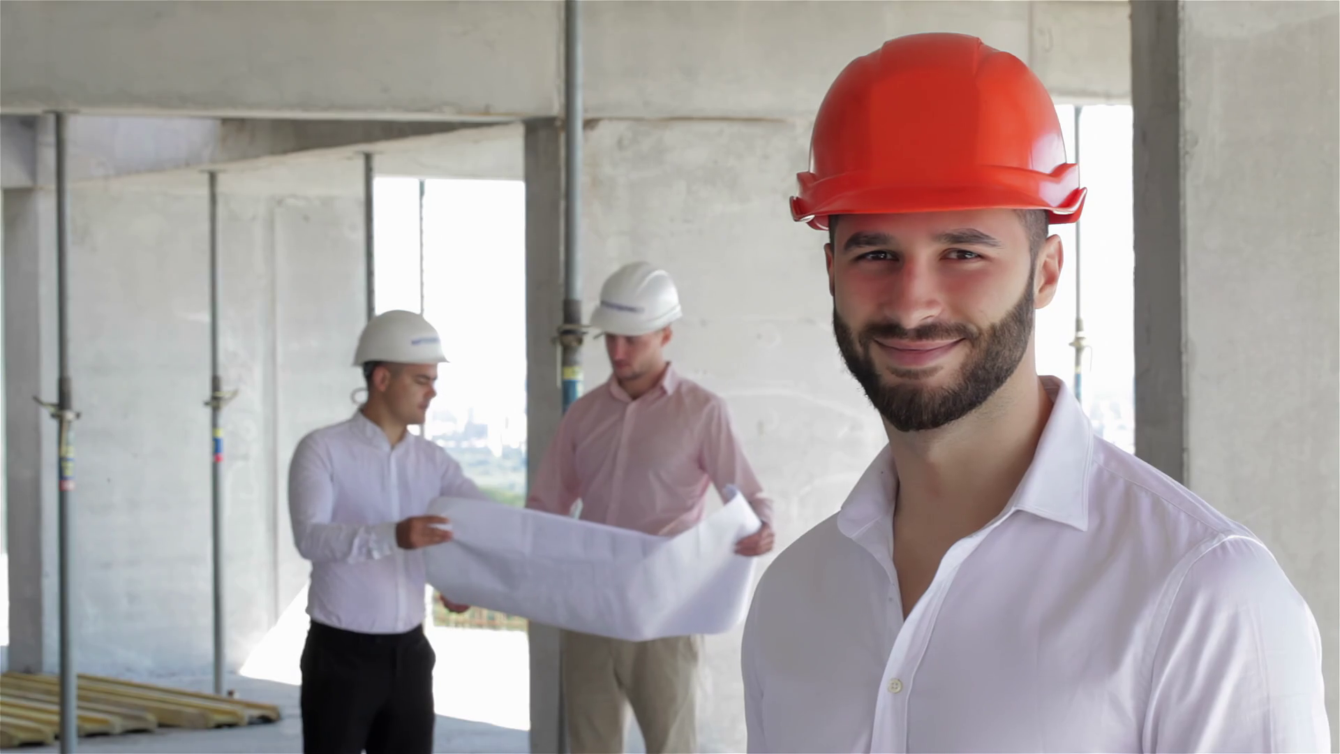 Construction Engineer Poses At Building Stock Footage SBV-348445648 ...