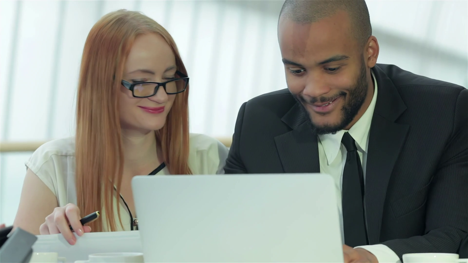 Four Smiling Successful Businessmen Sitting Stock Footage SBV-348593606 ...
