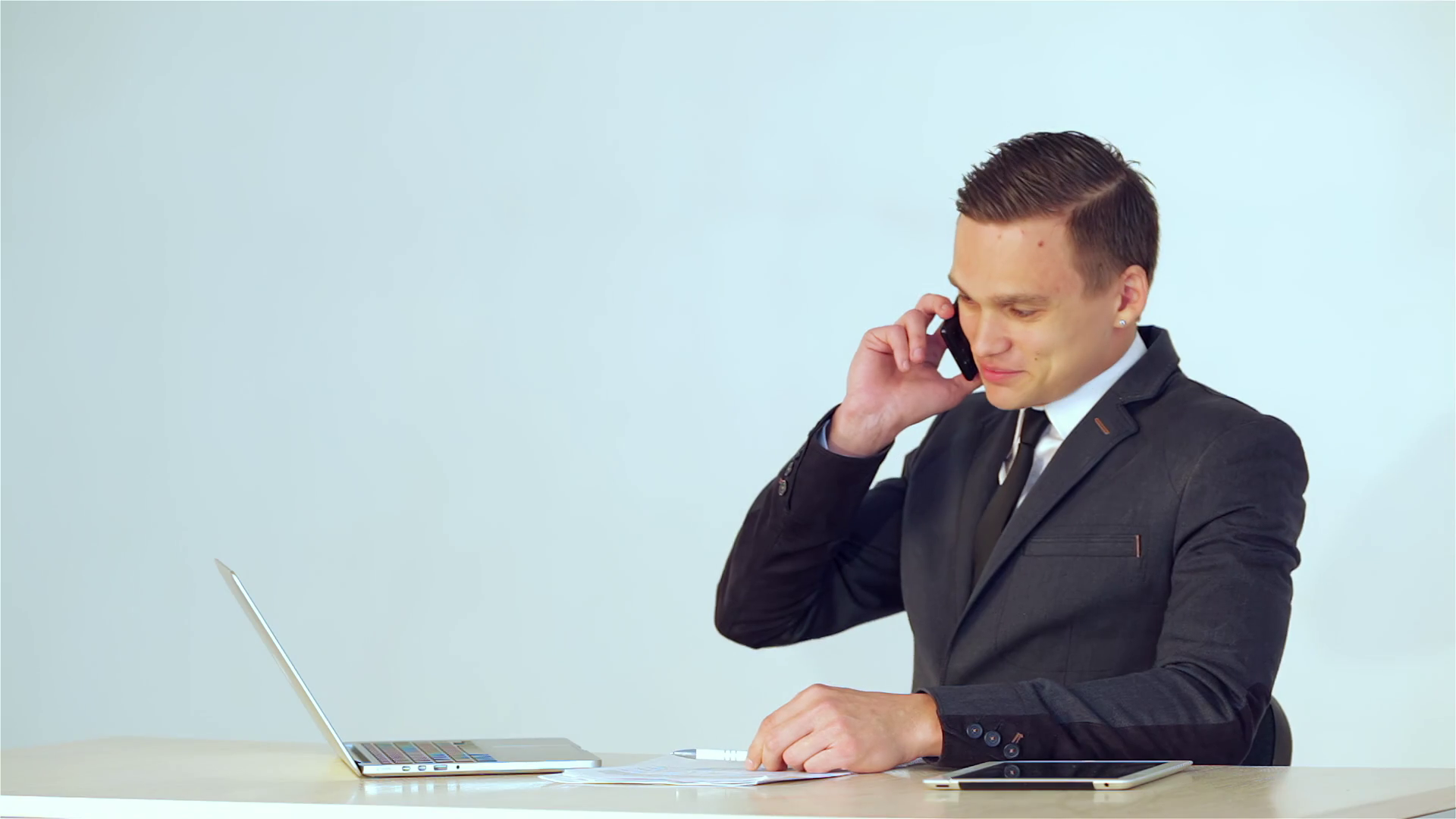 Young Businessman Making Phone Call Stock Footage SBV-348624653 ...