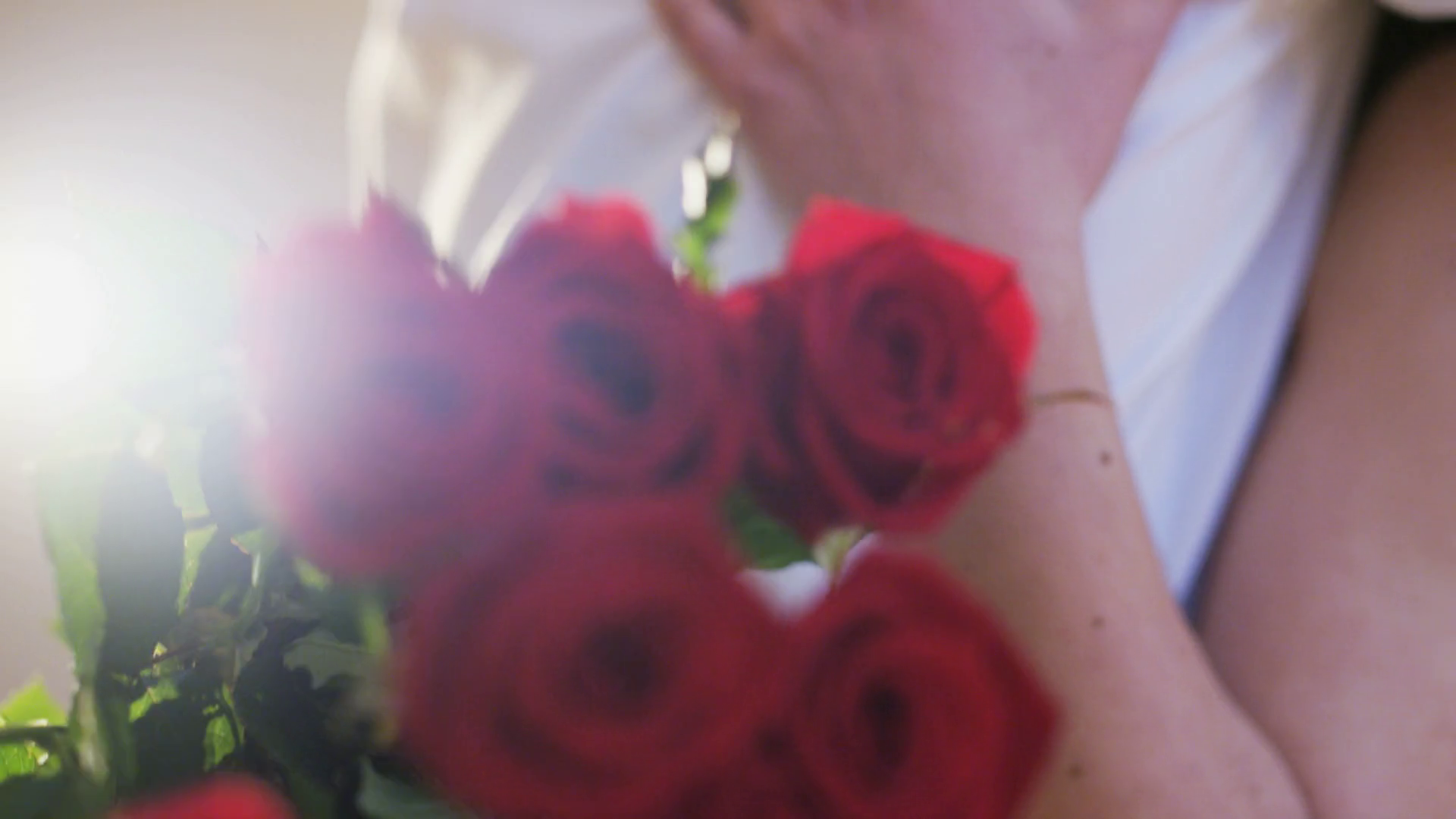 Bouquet Of Red Roses Couple Hugs Stock Footage SBV-310835569 - Storyblocks
