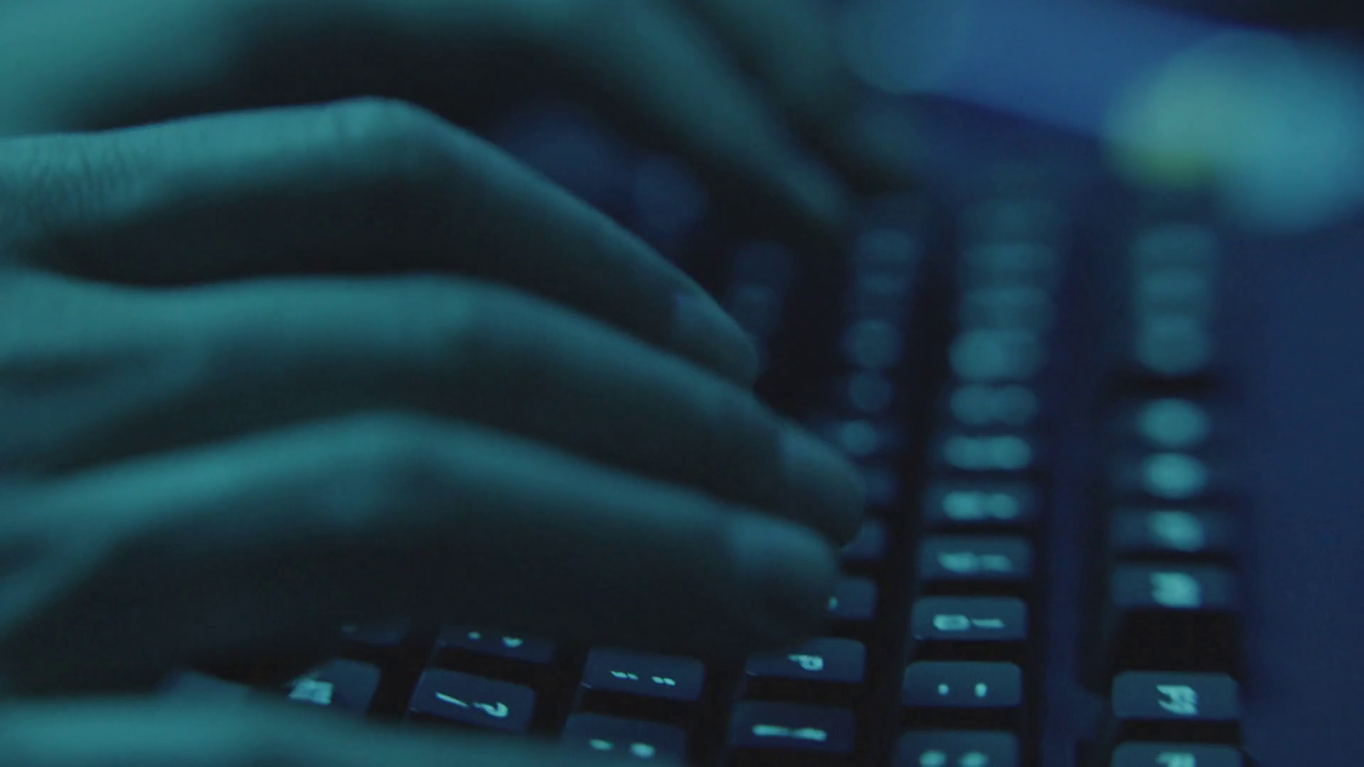 Hacker In Dark Atmosphere Is Writing Quickly Stock Footage SBV ...