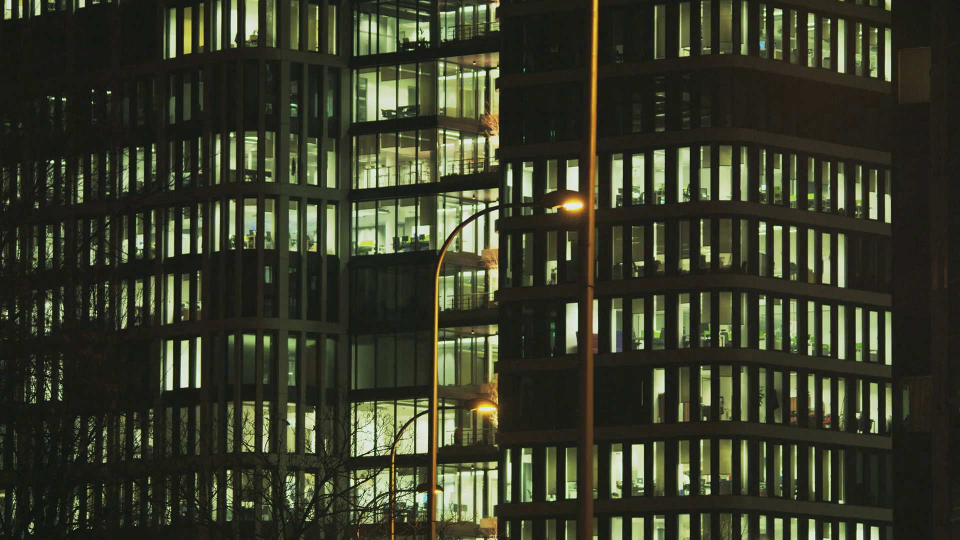 Tall Office Building In Winter Night Street Stock Footage SBV-322216557 ...