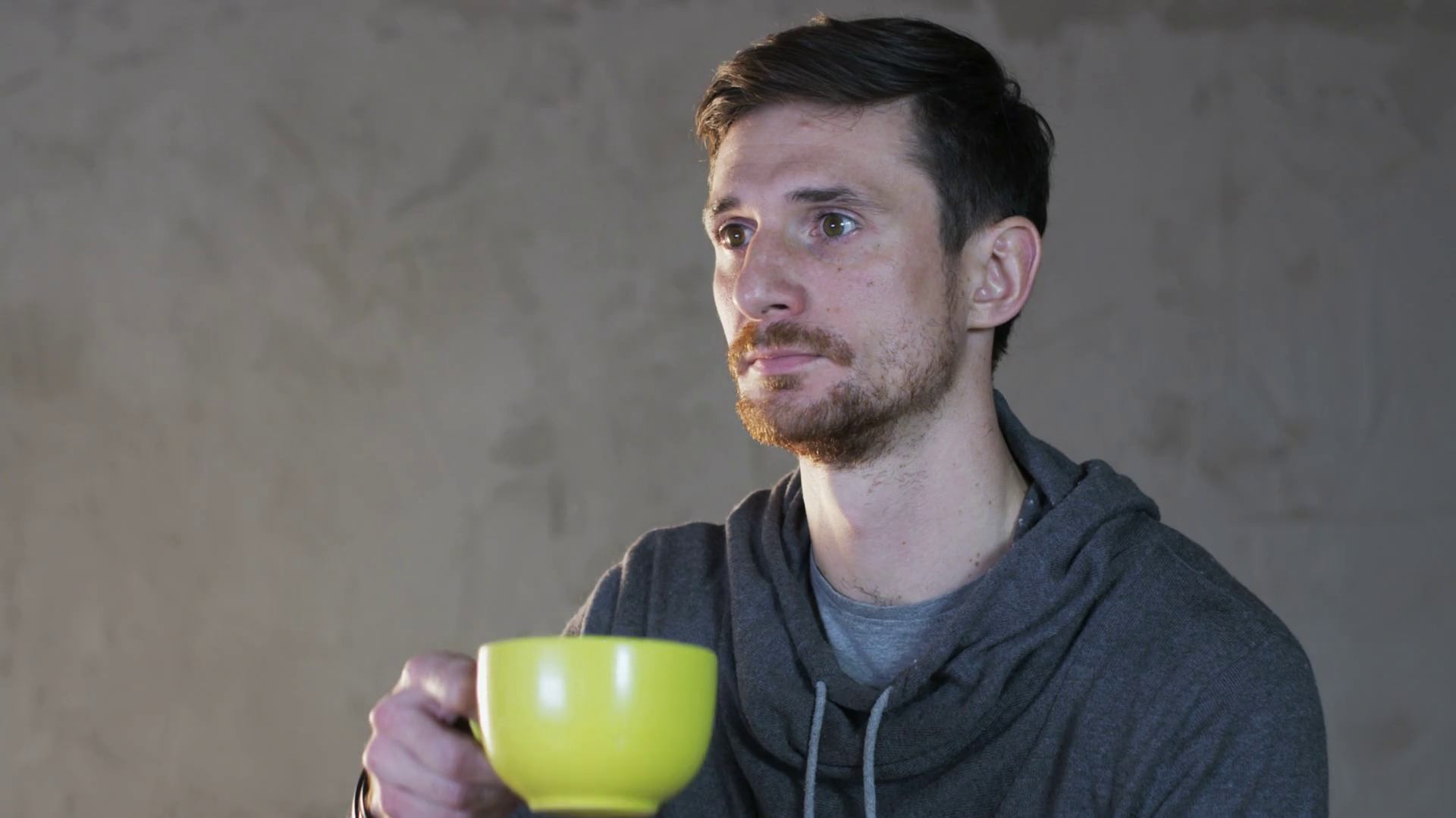 Young Man Drinks Tea From Green Cup Stock Footage SBV-310515369 ...